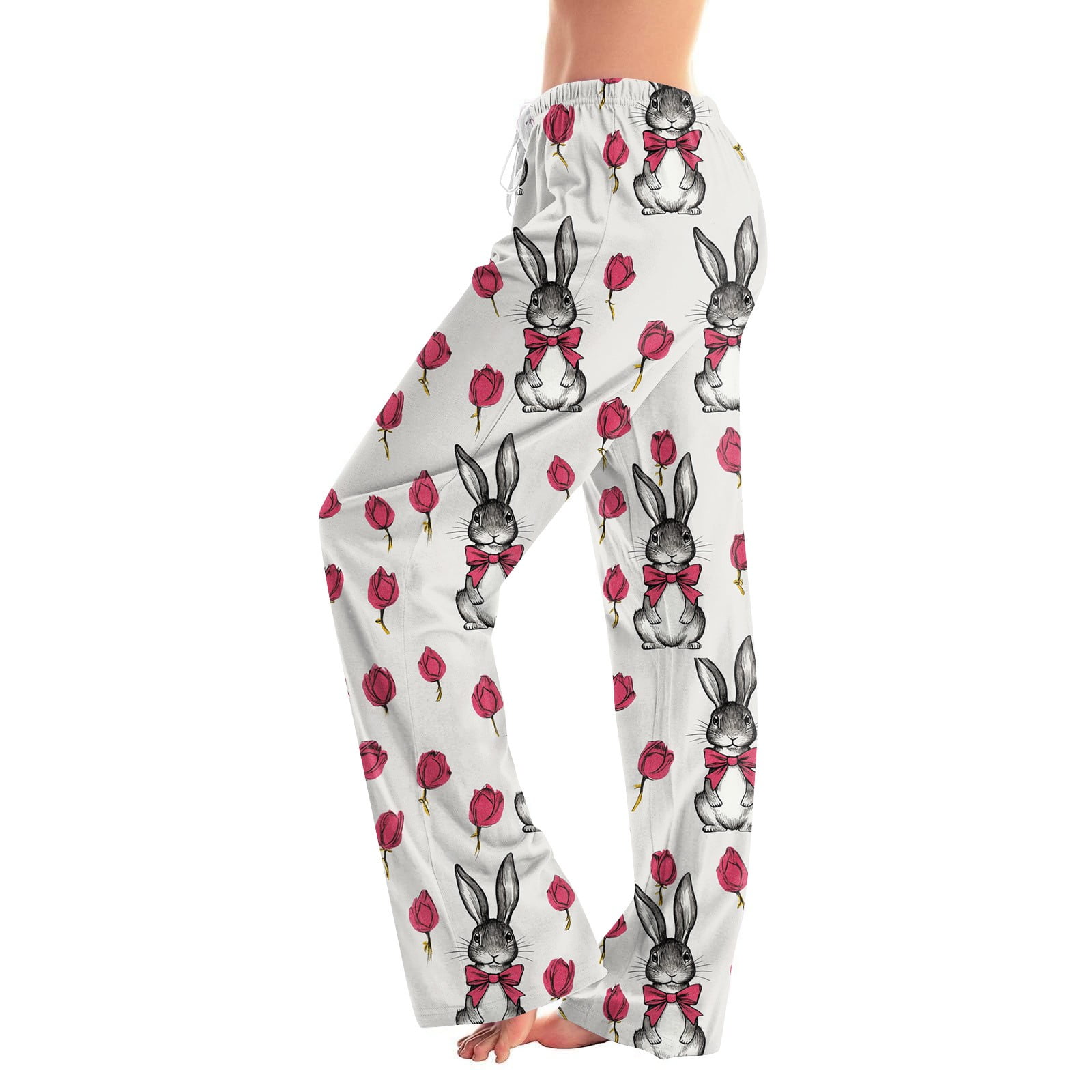 DENGDENG Easter Women's Cotton Pajamas Easter Rabbit Bunny Printed Plus ...