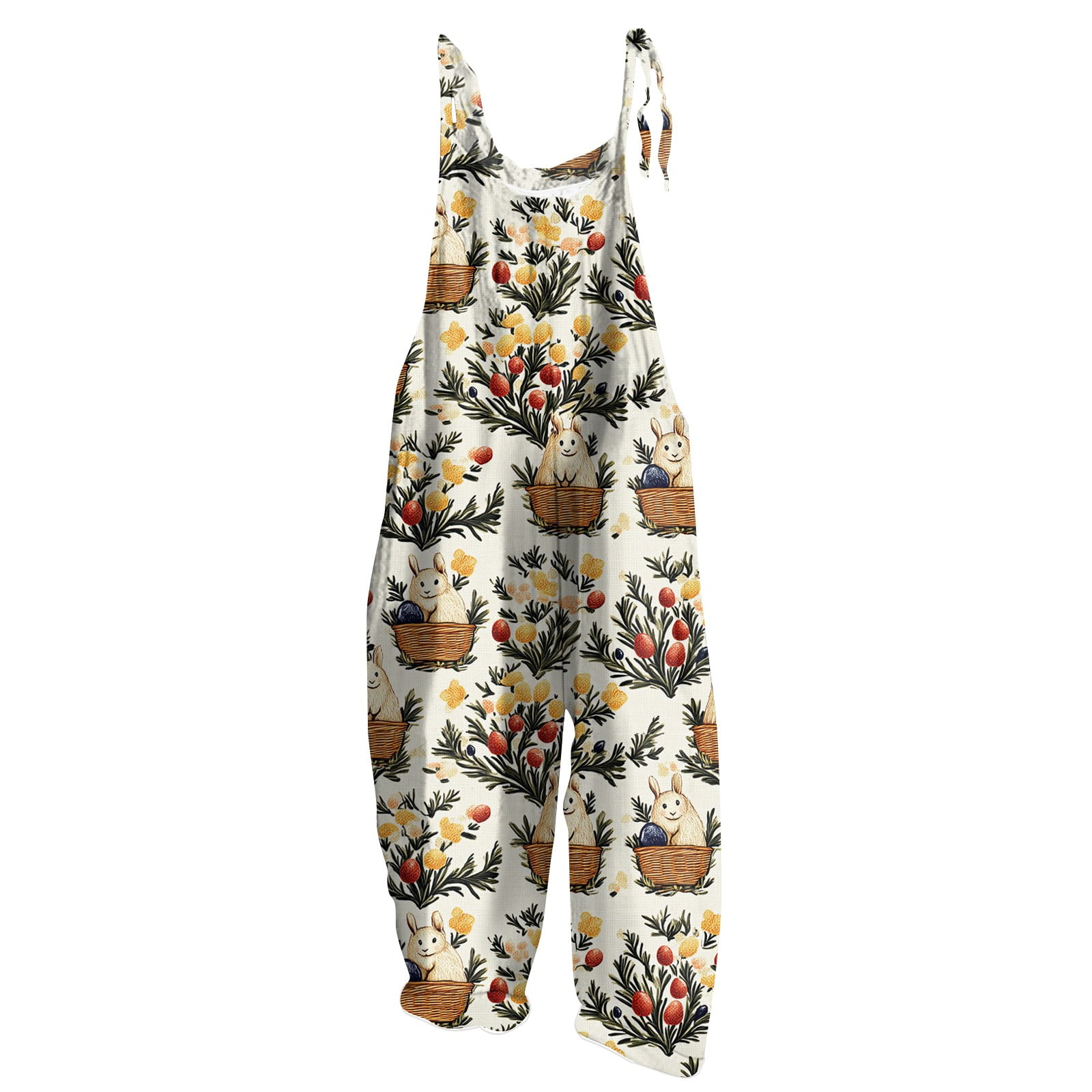 DENGDENG Easter Womens Jumpsuits Bunny Sleeveless Wide Leg Jumpsuits ...