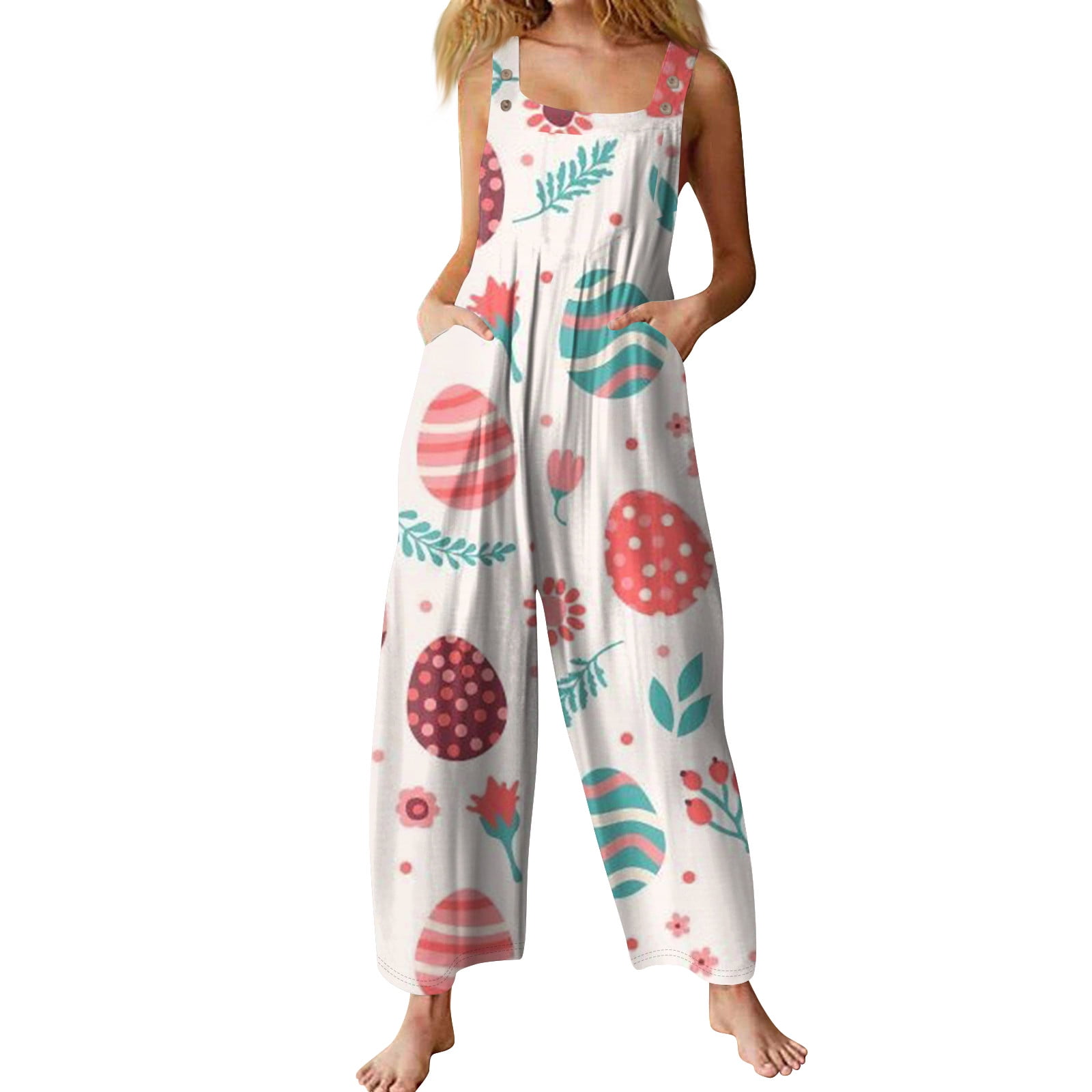 DENGDENG Easter Womens Jumpsuits formal Rabbit Sleeveless Plus Size ...