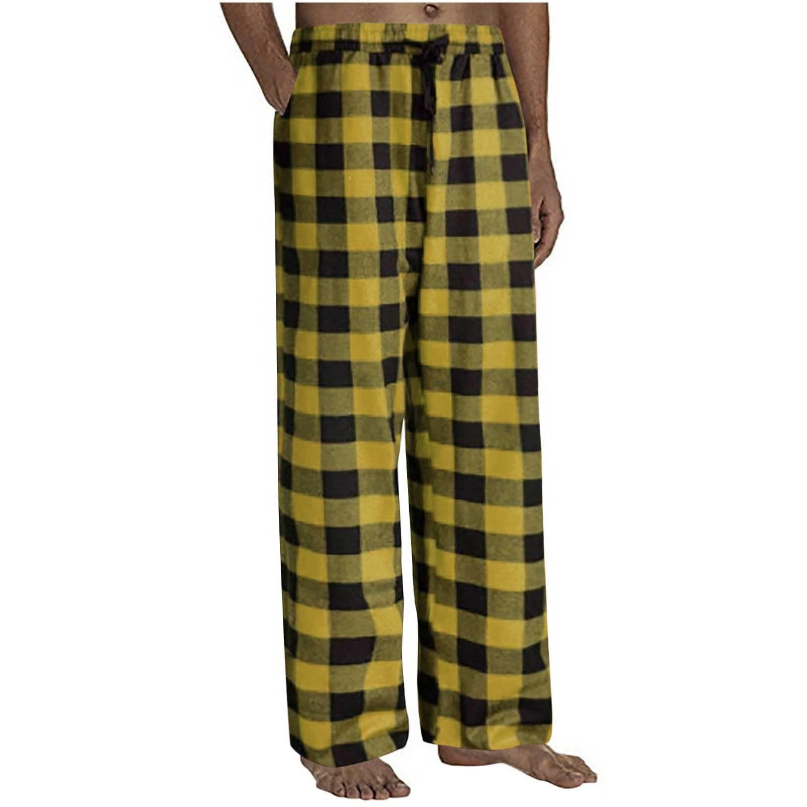 DENGDENG Funny Pajamas for Men Plaid Pajamas Pants Elastic Waist ...