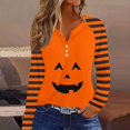 Dengdeng Happy Halloween Shirts Women Button Down V Neck Long Sleeve