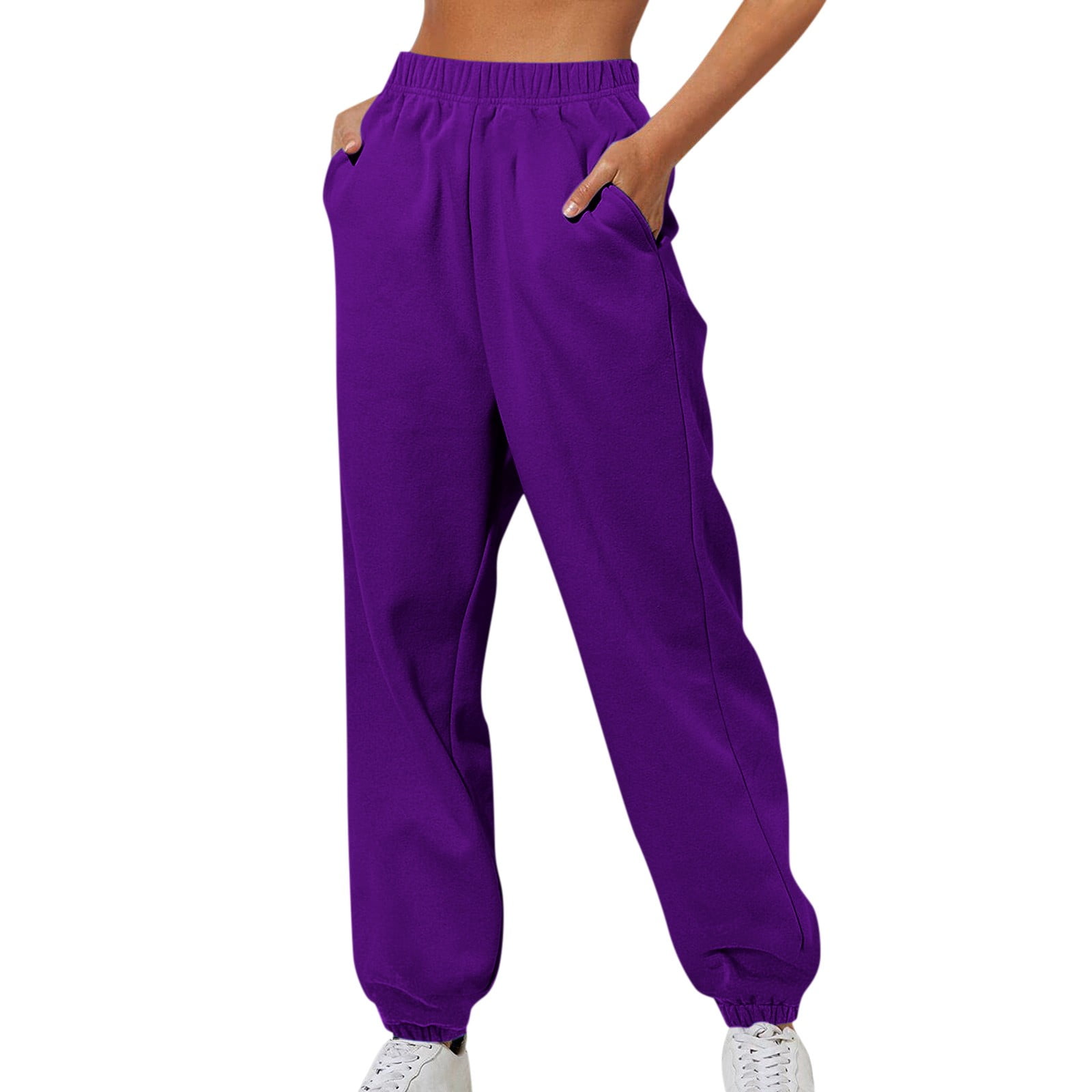 Dengdeng High Waisted Sweatpants For Women Long Fleece Yoga Joggers
