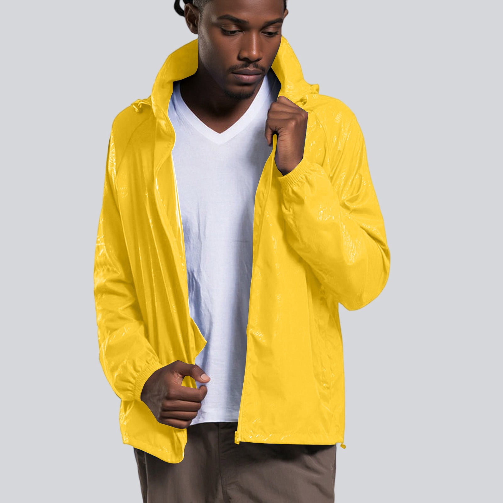 DENGDENG Men Raincoat And Jacket Plus Size Windbreaker Waterproof Rain ...