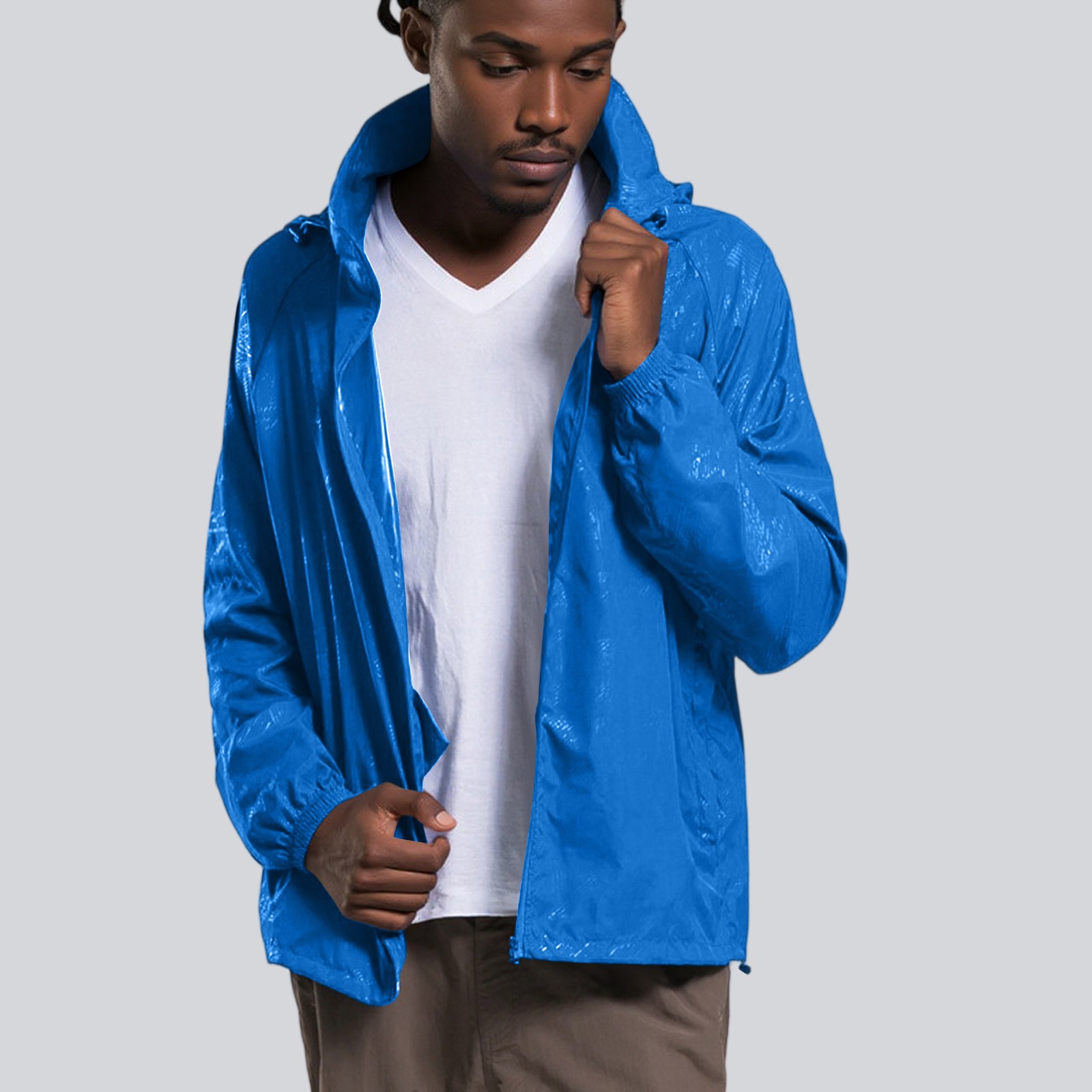 DENGDENG Mens Rain Jackets with Hoodie Fall Winter Waterproof ...