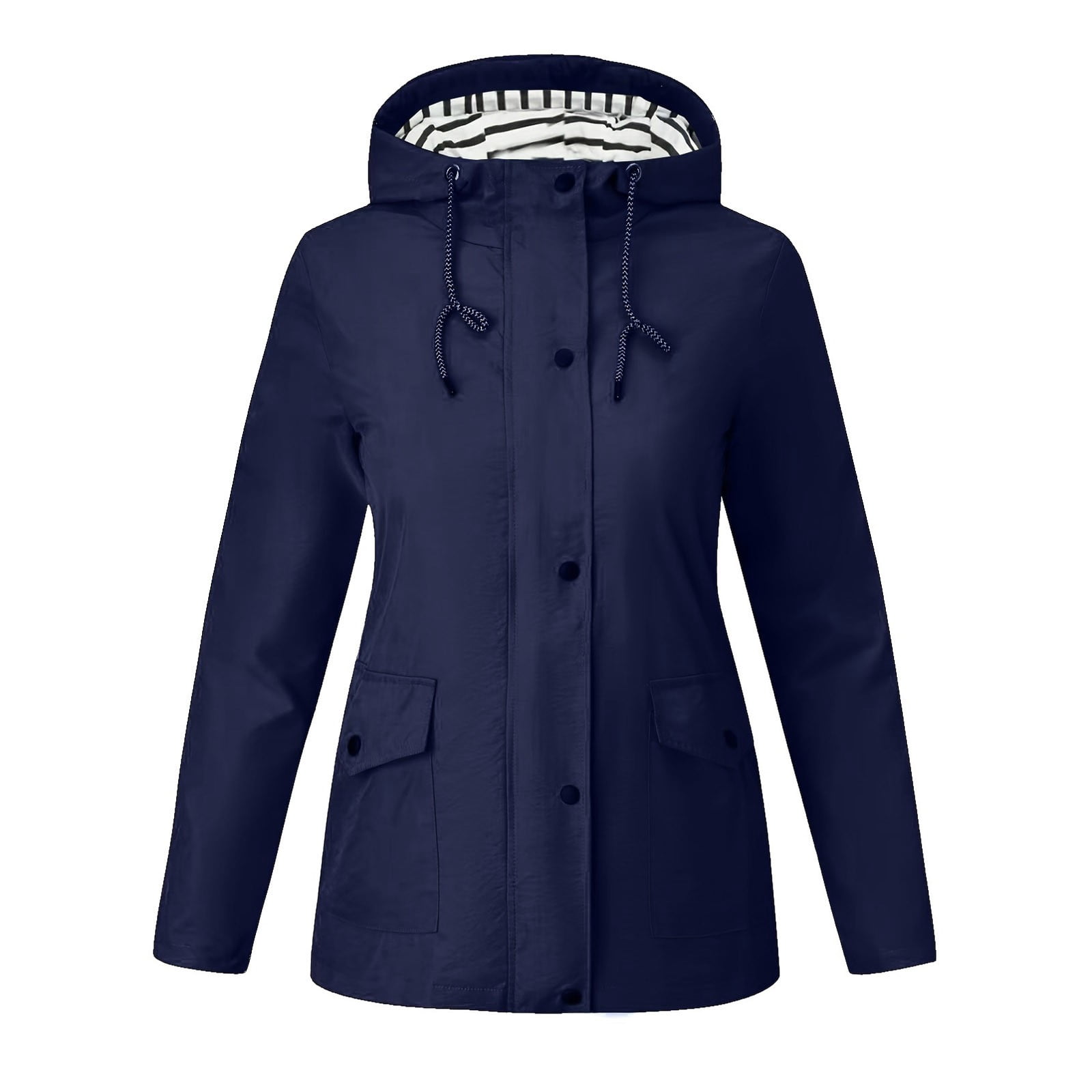 DENGDENG Rain Coat Women Long Casual Lightweight Waterproof Rain Jacket ...