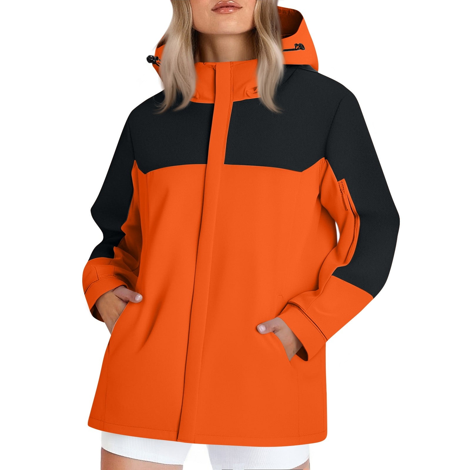 DENGDENG Rain Jacket Women Waterproof with Hood Loose Fit Windbreaker ...
