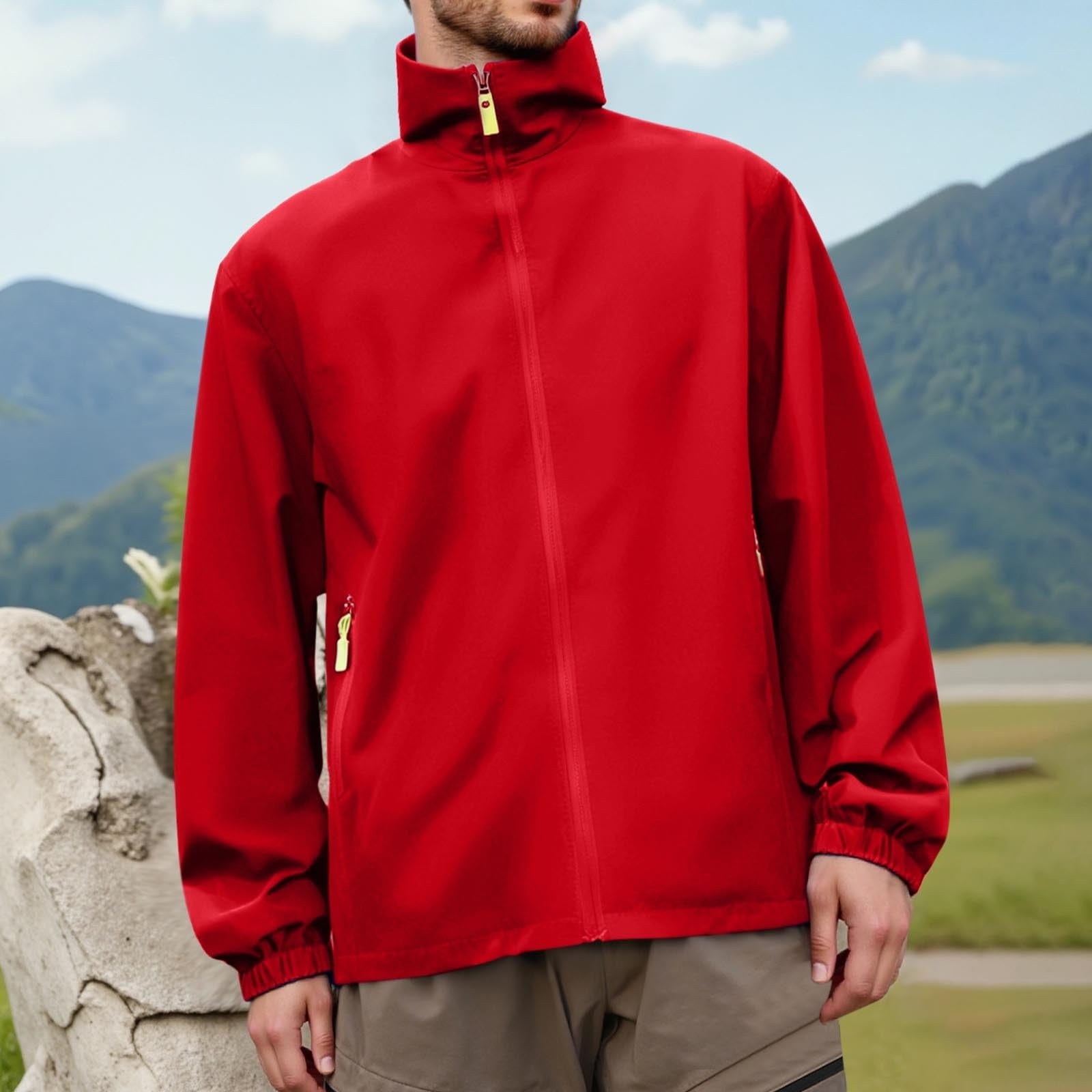 DENGDENG Rain Trench Coat Men with Hood Plus Size Windbreaker ...