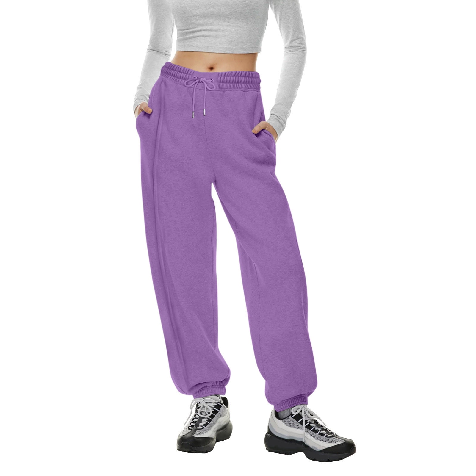 DENGDENG Red Sweatpants Women High Waisted Drawstring Wide Leg ...