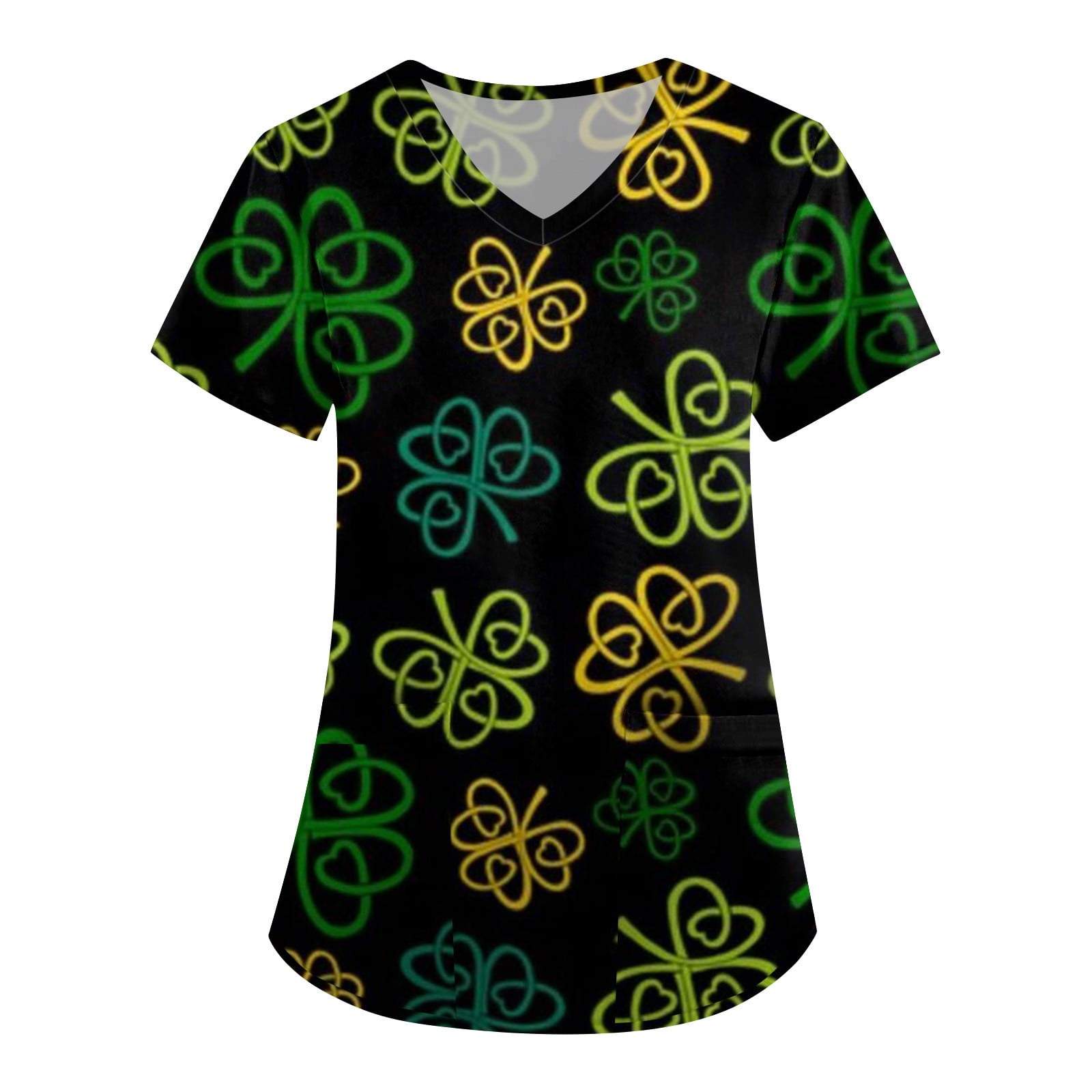 DENGDENG St Patrick's Day Clearance Women's Scrubs Tops Clover Shamrock ...