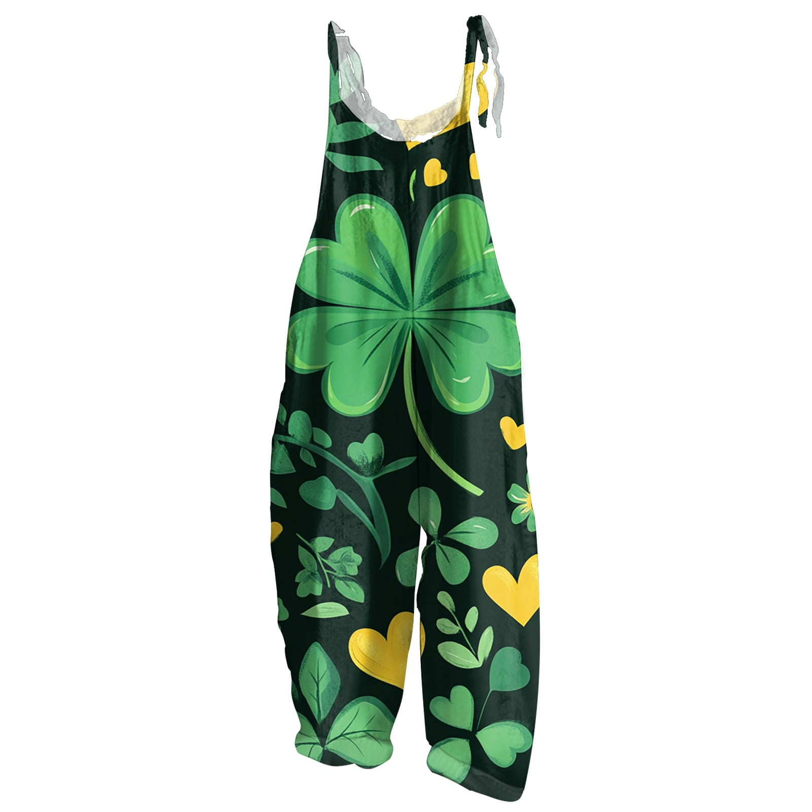 Dengdeng St Patricks Day Pink Jumpsuits For Women Dressy Spaghetti Strap Green Clover Overalls