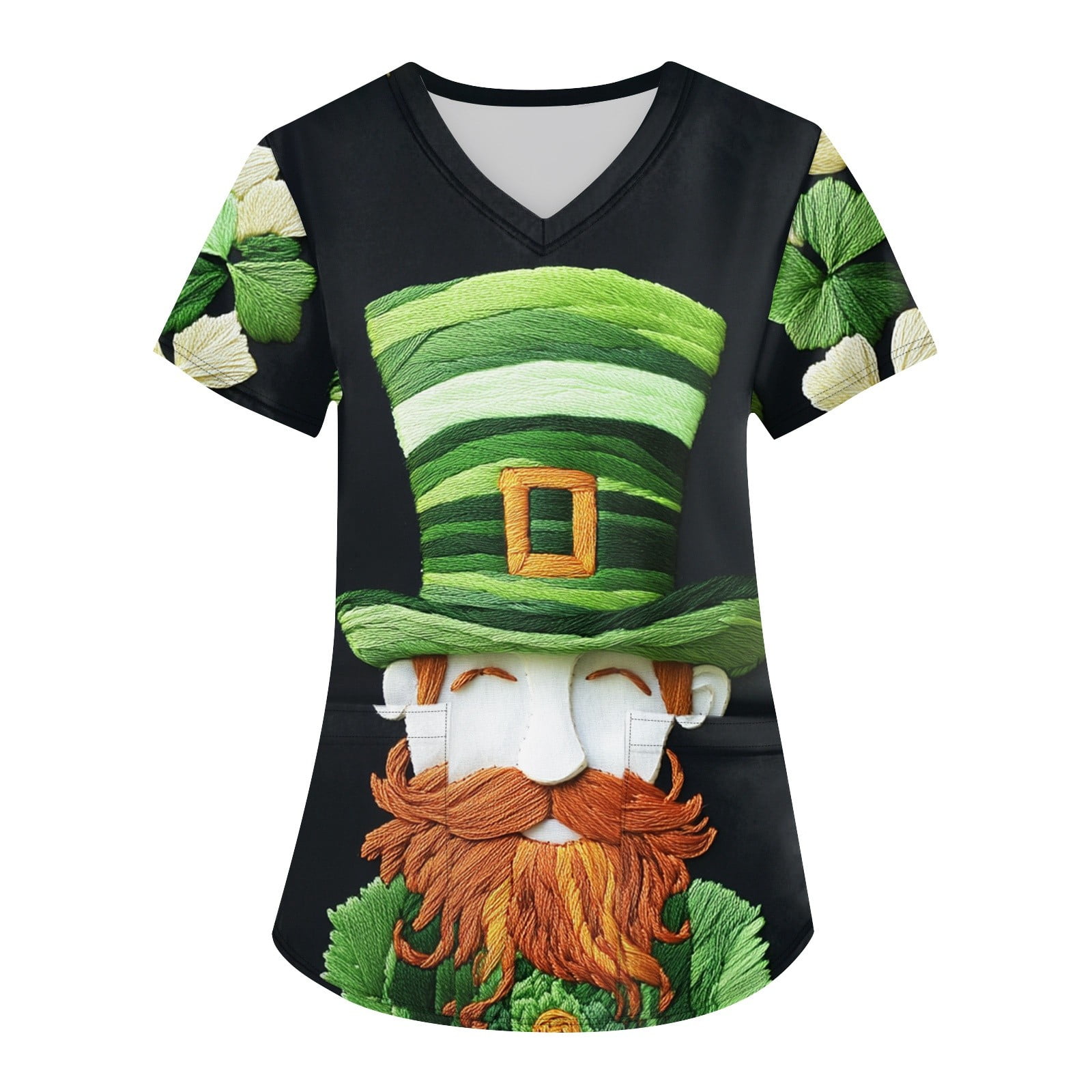 DENGDENG St Patrick's Day Plus Size Scrubs for Women Stretch V Neck ...