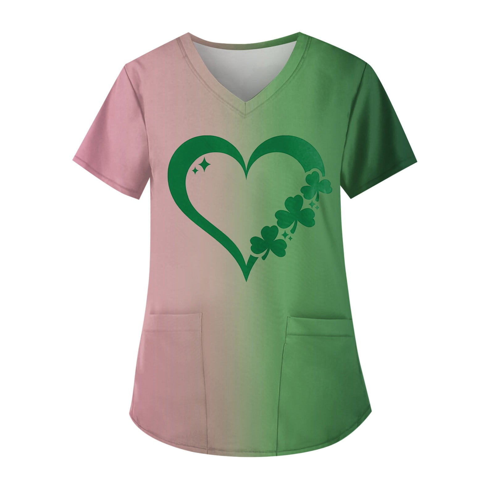 DENGDENG St Patrick's Day Scrubs for Women Christmas V Neck Shamrock ...