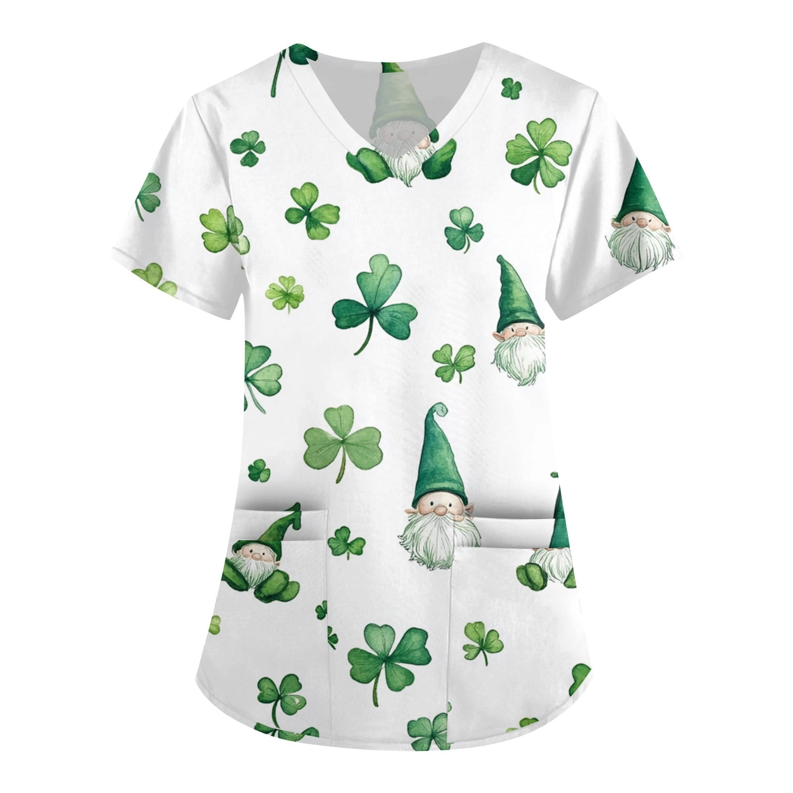 DENGDENG St Patrick's Day Scrubs for Women Plus Size Green Clover Lucky ...
