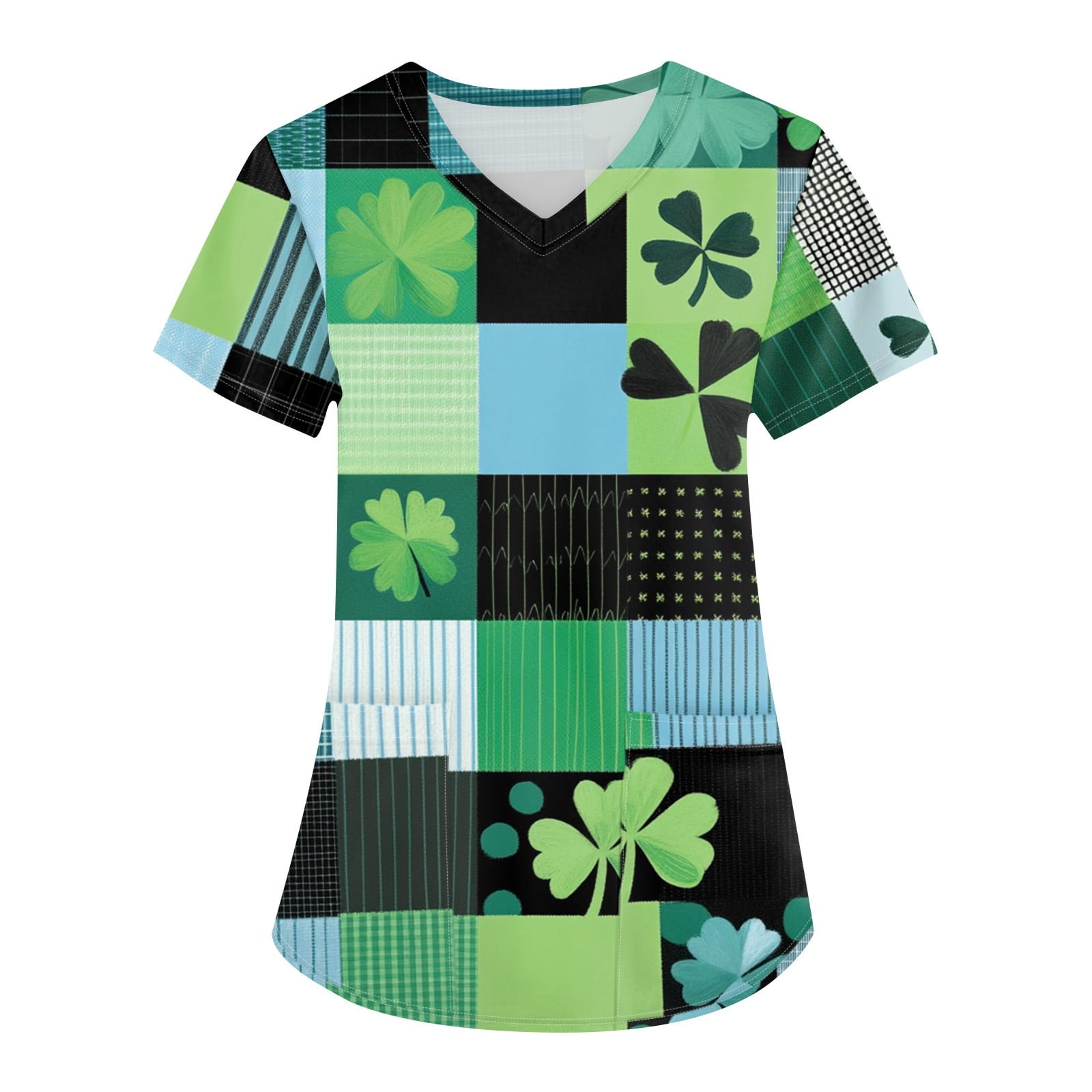 DENGDENG St. Patrick's Day Scrubs for Women V Neck Green Lucky Working ...