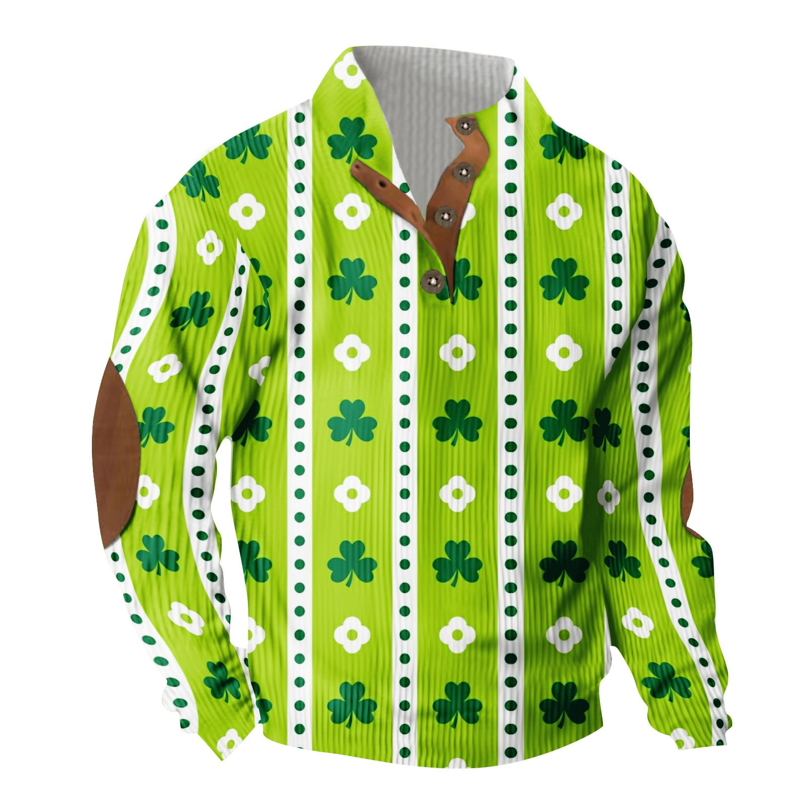 DENGDENG St Patrick's Day Sweatshirts Men Button Down Lucky Clover ...
