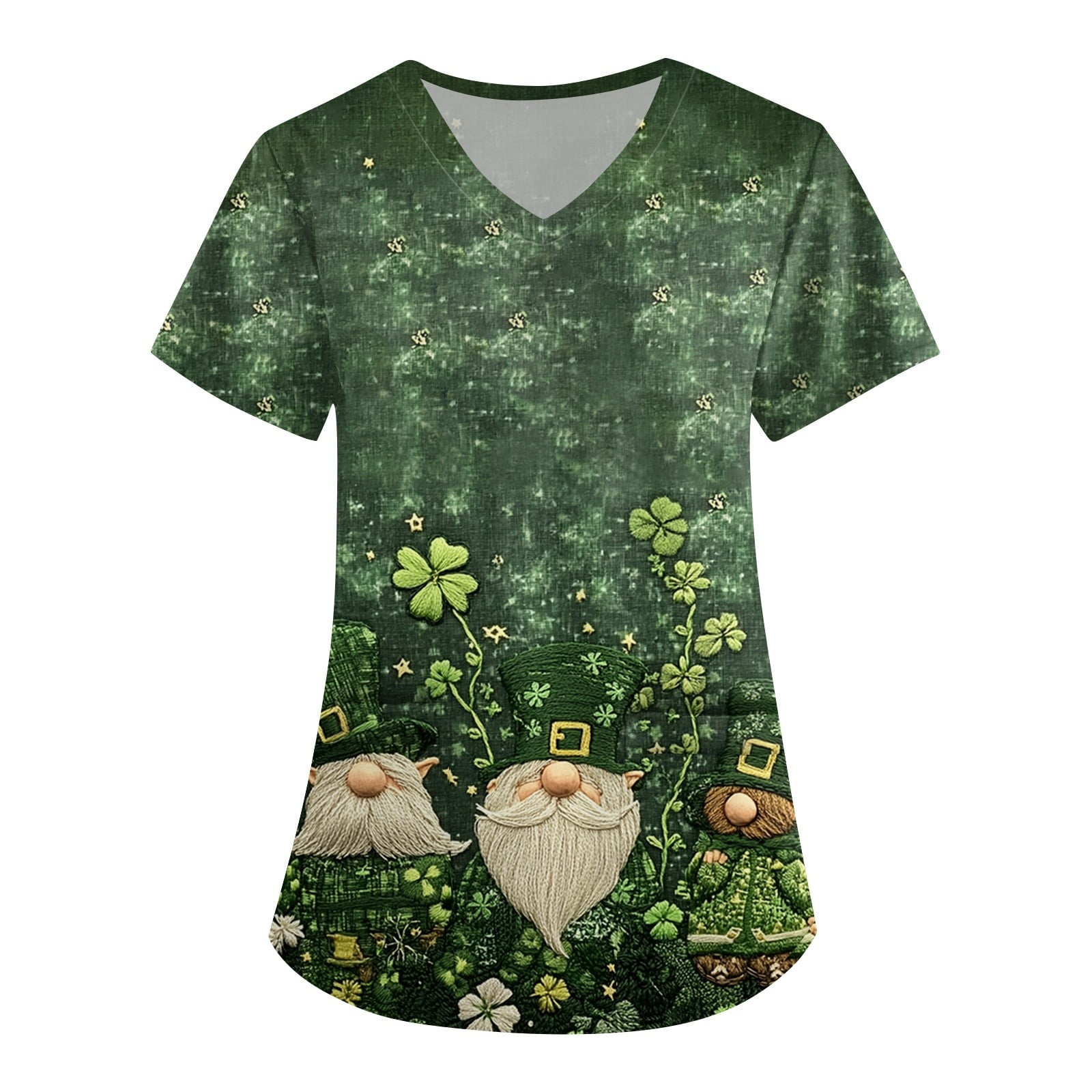 DENGDENG St. Patrick's Day Womens Scrubs Petite Short Sleeve Shamrock ...