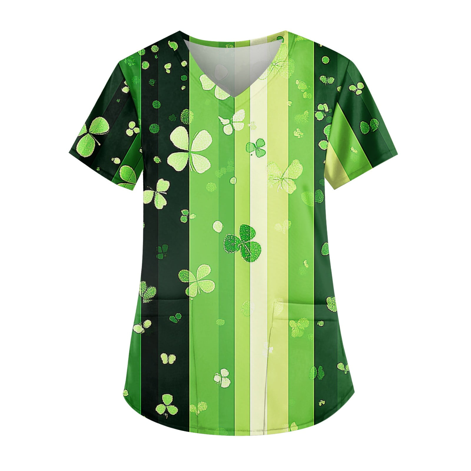 DENGDENG St Patricks Day Scrubs Women Black V Neck Shamrock Lucky ...