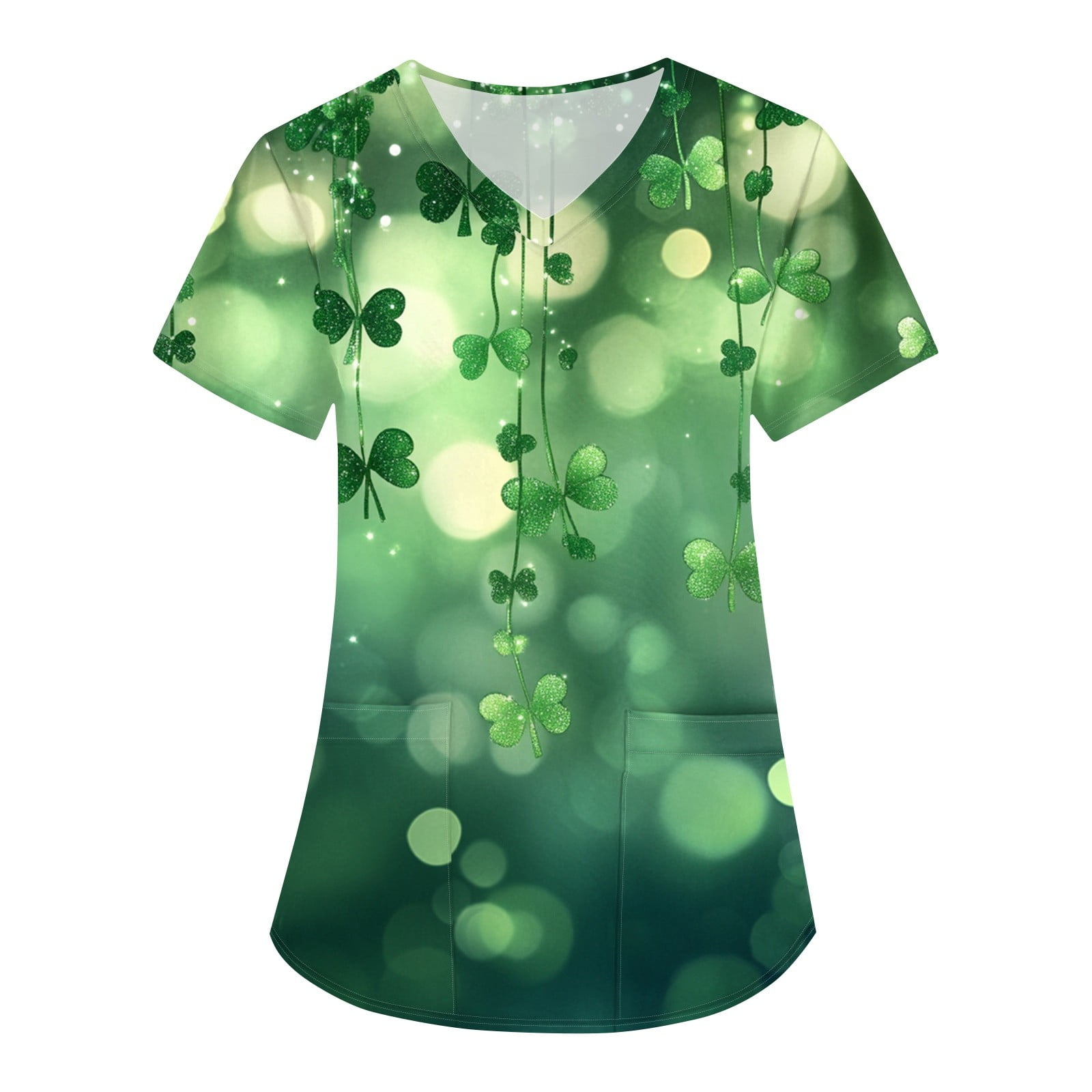 DENGDENG St Patricks Day Scrubs Women Plus Size Short Sleeve Clover ...