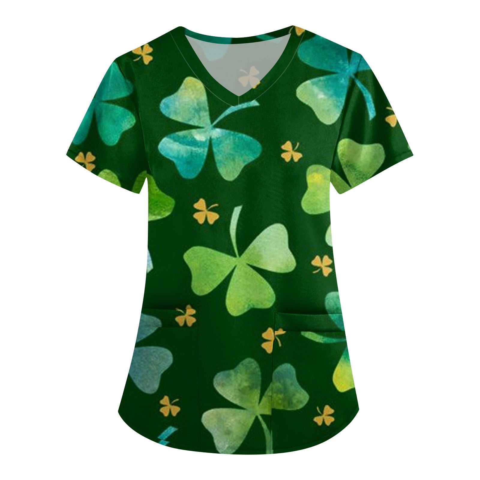 DENGDENG St Patricks Day Scrubs for Women Tops Plus Size Shamrock Lucky ...