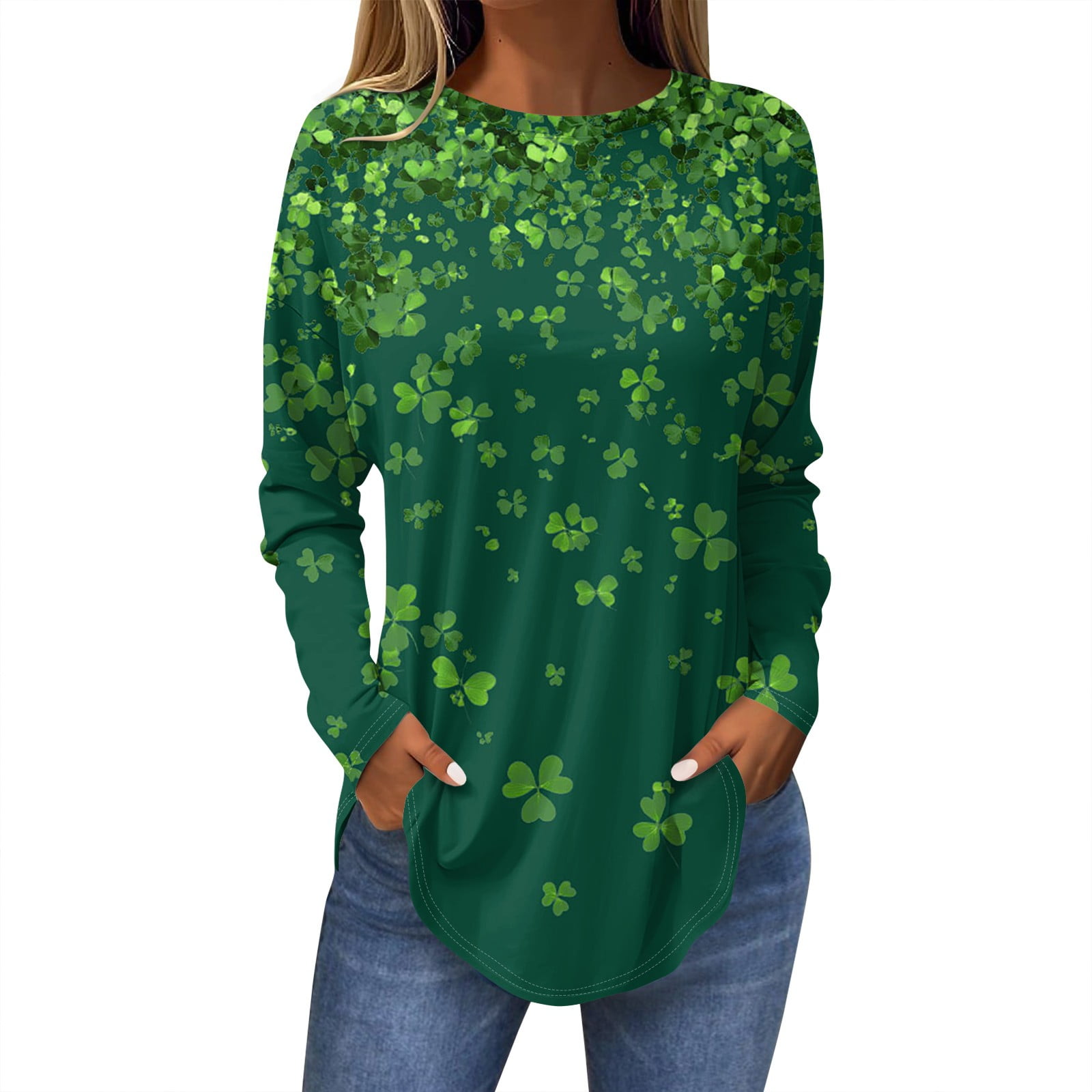 DENGDENG St Patricks Day Shirt Women Plus Size Crewneck Long Sleeve ...