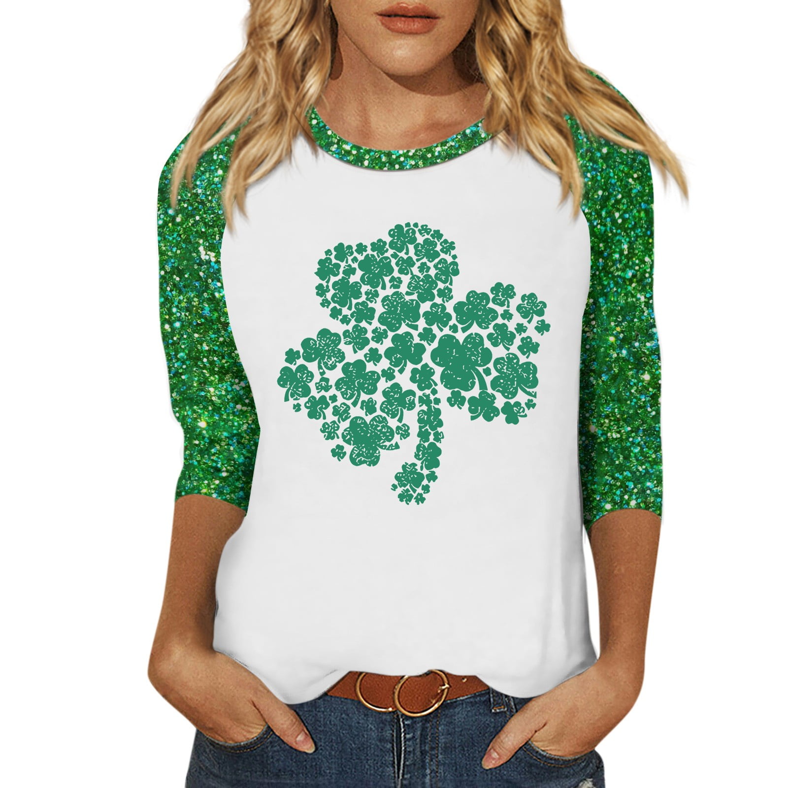 DENGDENG St Patricks Day Womens 3/4 Sleeve Tops To Wear To Work ...