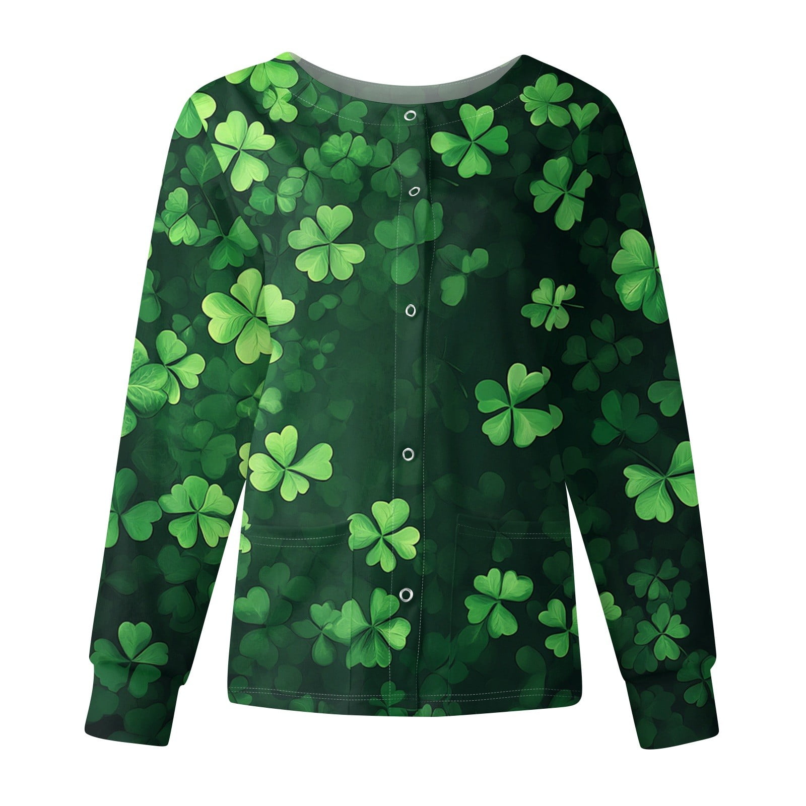 DENGDENG St Patricks Day Womens Scrub Jacket Plus Size Long Sleeve ...