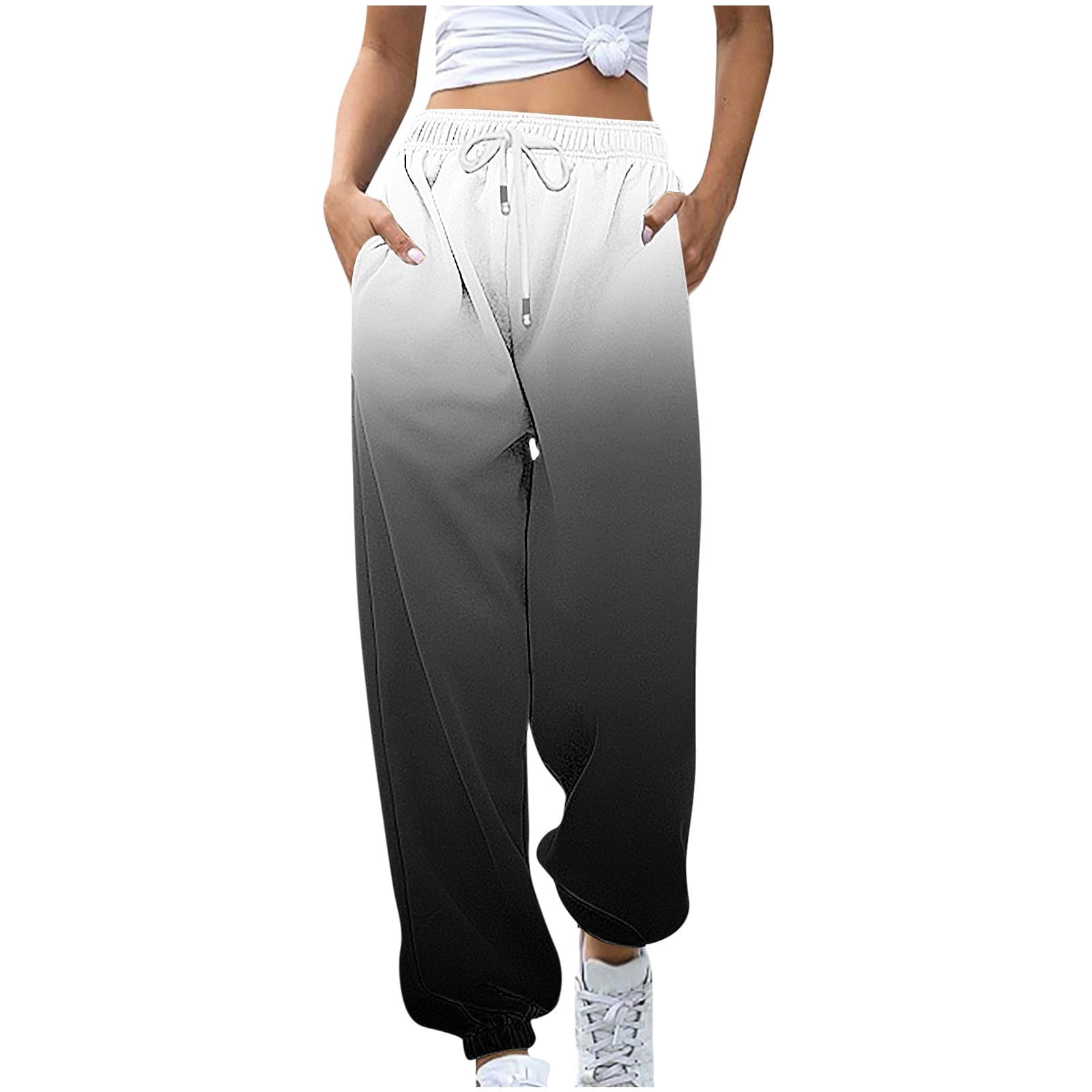 DENGDENG Sweatpants Women Wide Leg Elastic High Waisted Dance ...