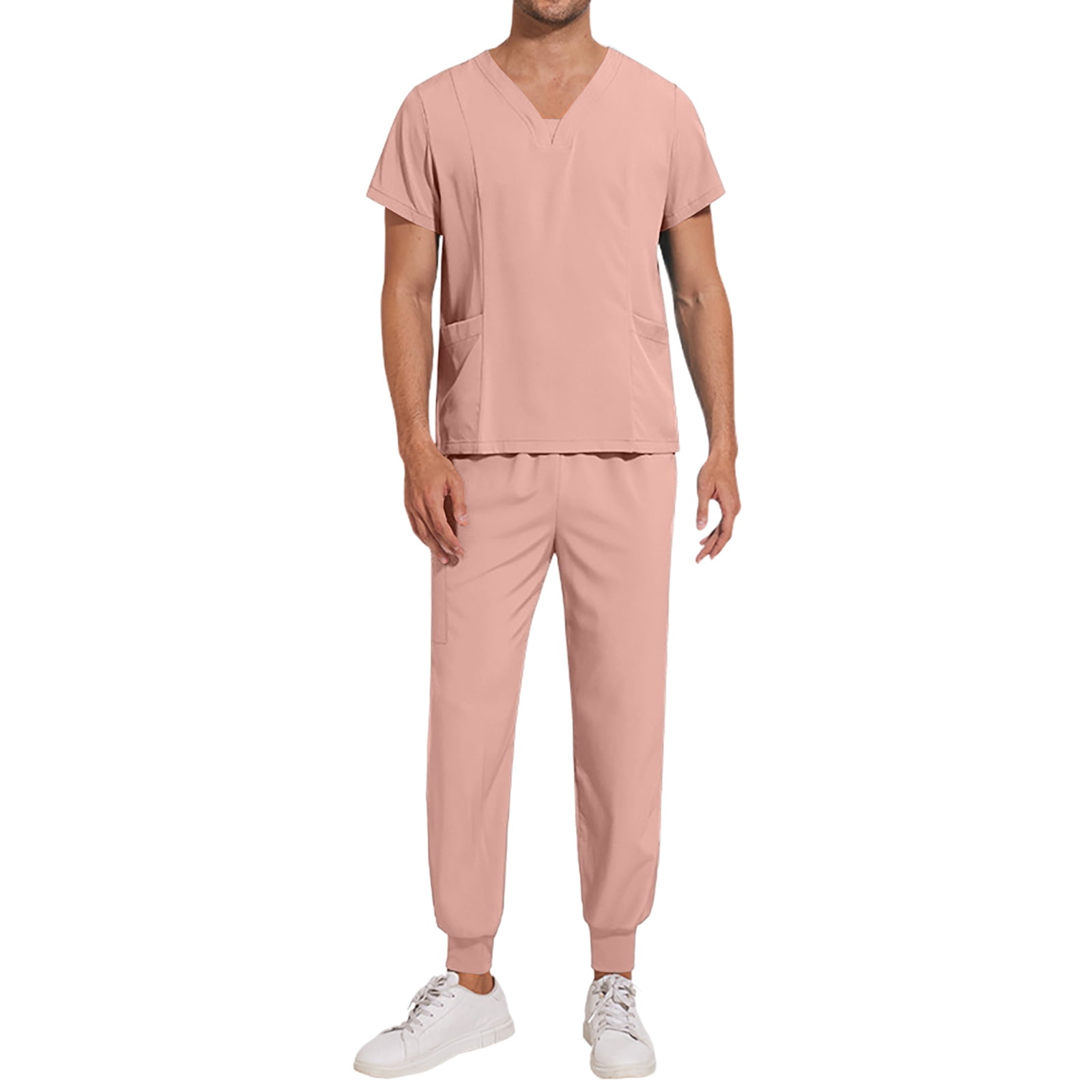DENGDENG Tall Scrub Sets for Women Stretch Nursing Uniform Short Sleeve ...