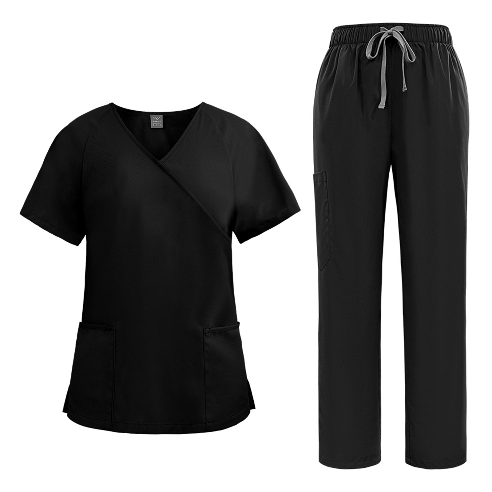 DENGDENG Tall Womens Scrubs Set Workwear Nurse Short Sleeve V-Neck ...