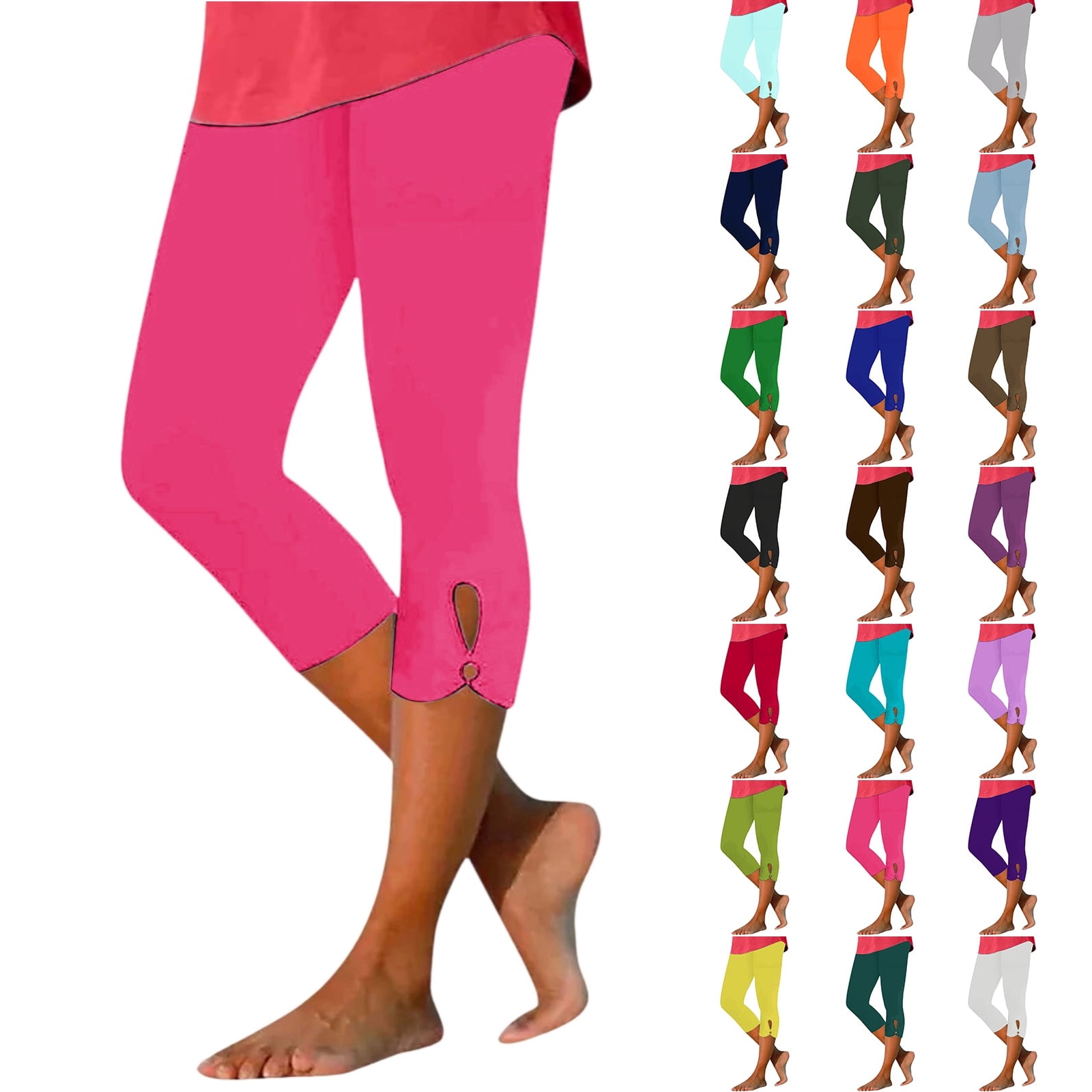 DENGDENG Tummy Control High Waisted Capri Leggings for Women – Plus ...