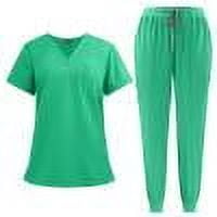 DENGDENG Turquoise Scrubs Sets for Women Casual Stretch V-Neck Scrub ...