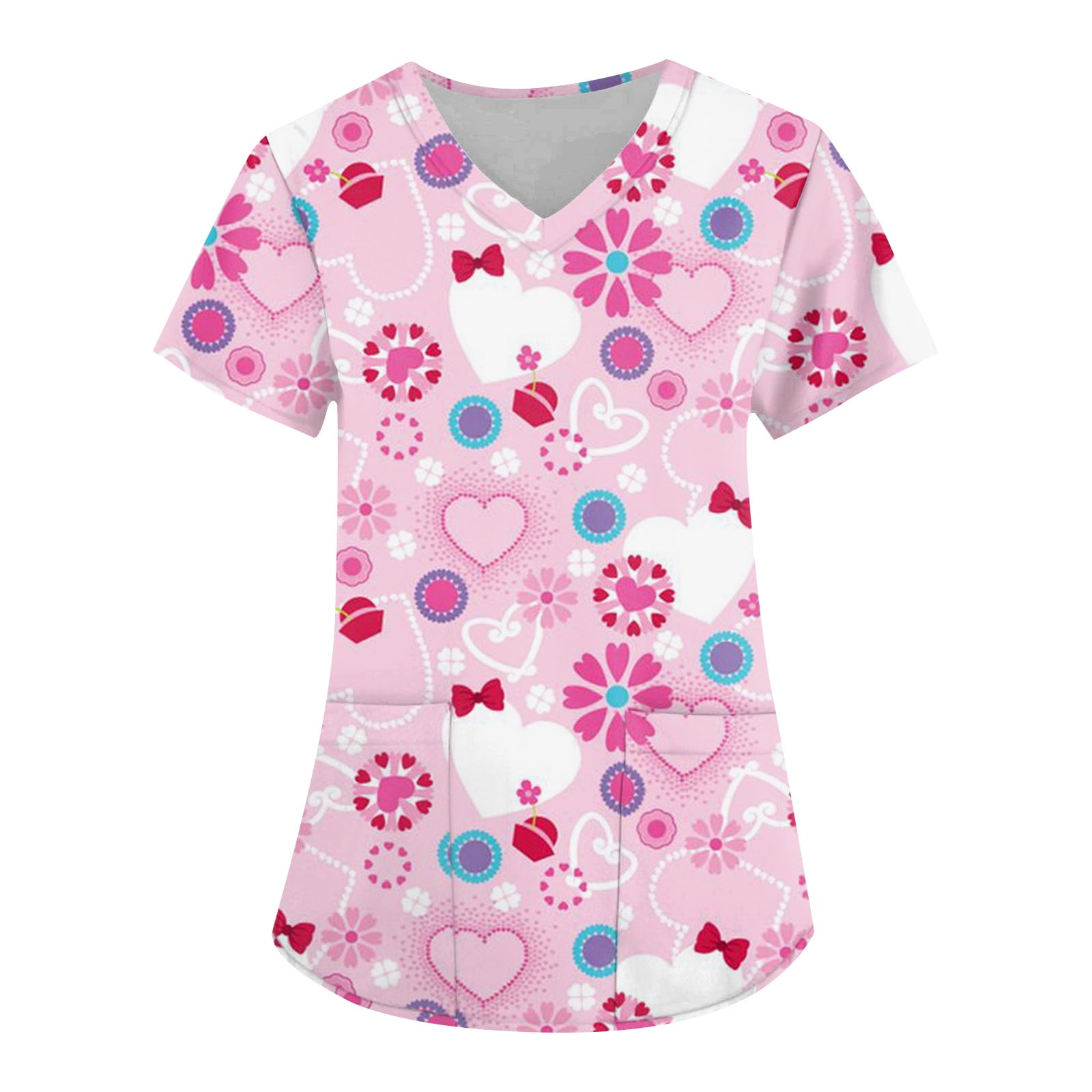 DENGDENG Valentine's Day Scrubs for Women Plus Size Clearance Short ...