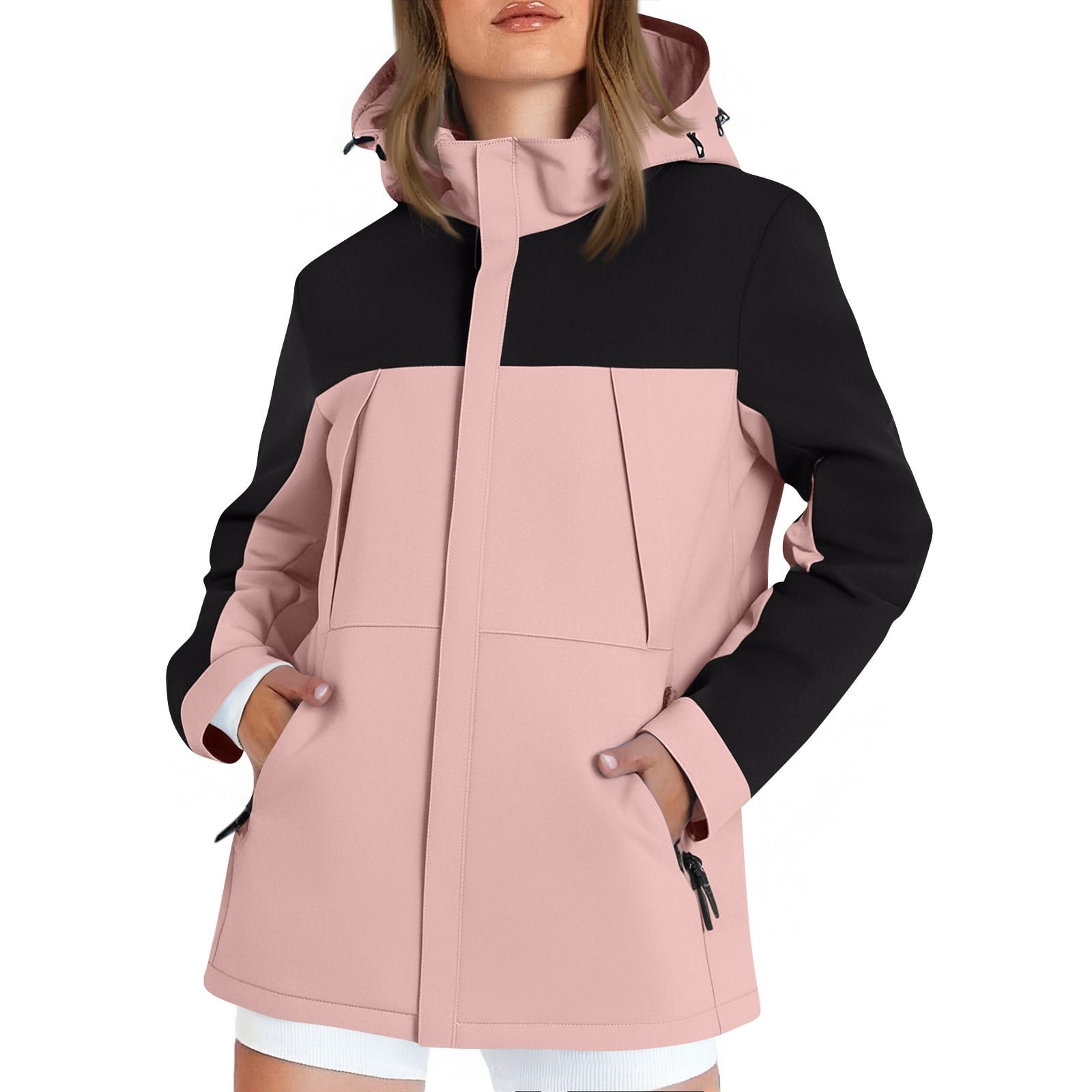 DENGDENG Women Raincoat And Jacket Loose Fit Lightweight Windbreaker ...