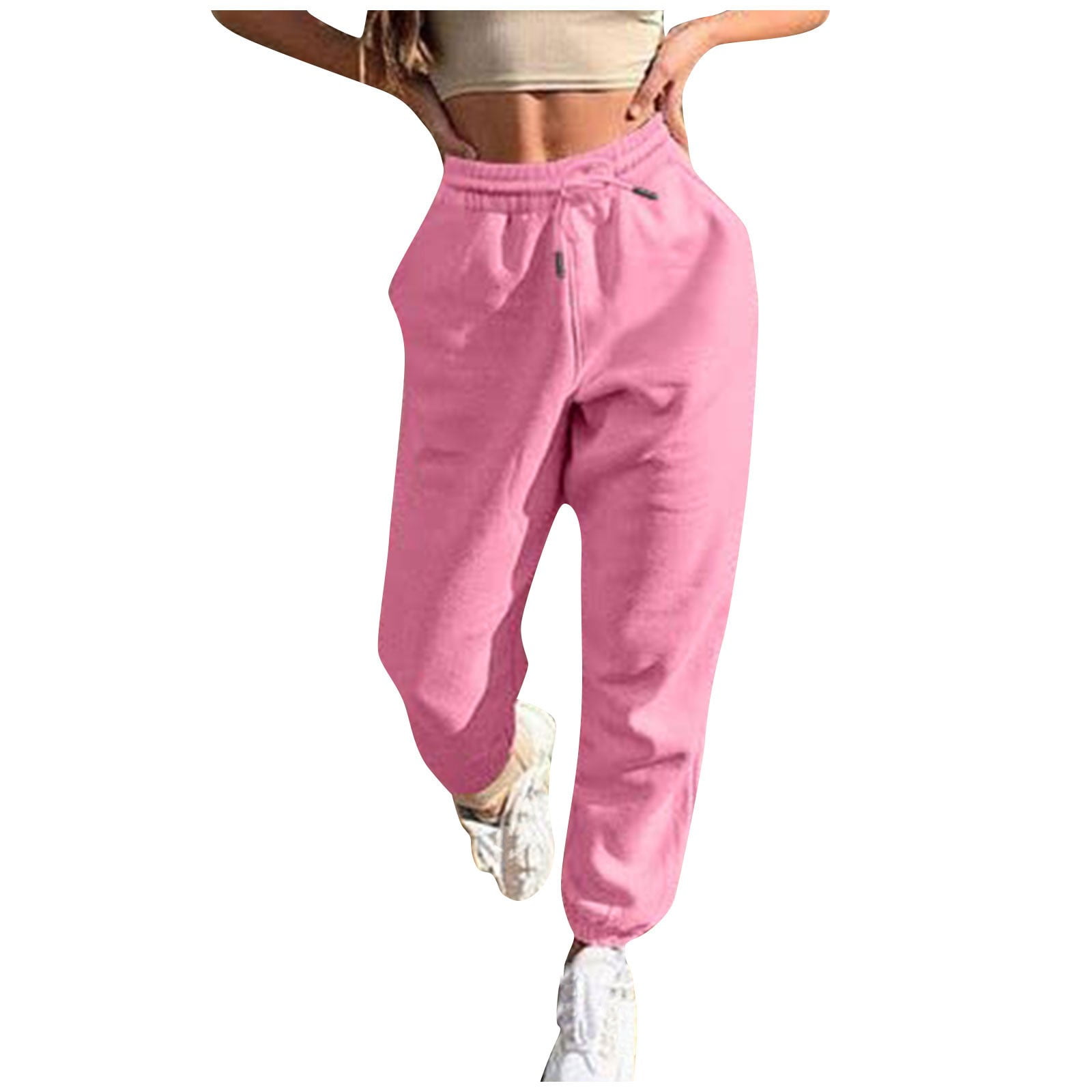 DENGDENG Women Wide Leg Sweatpants Drawstring Baggy Sweat Pants Lightweight Casual High Waisted ...