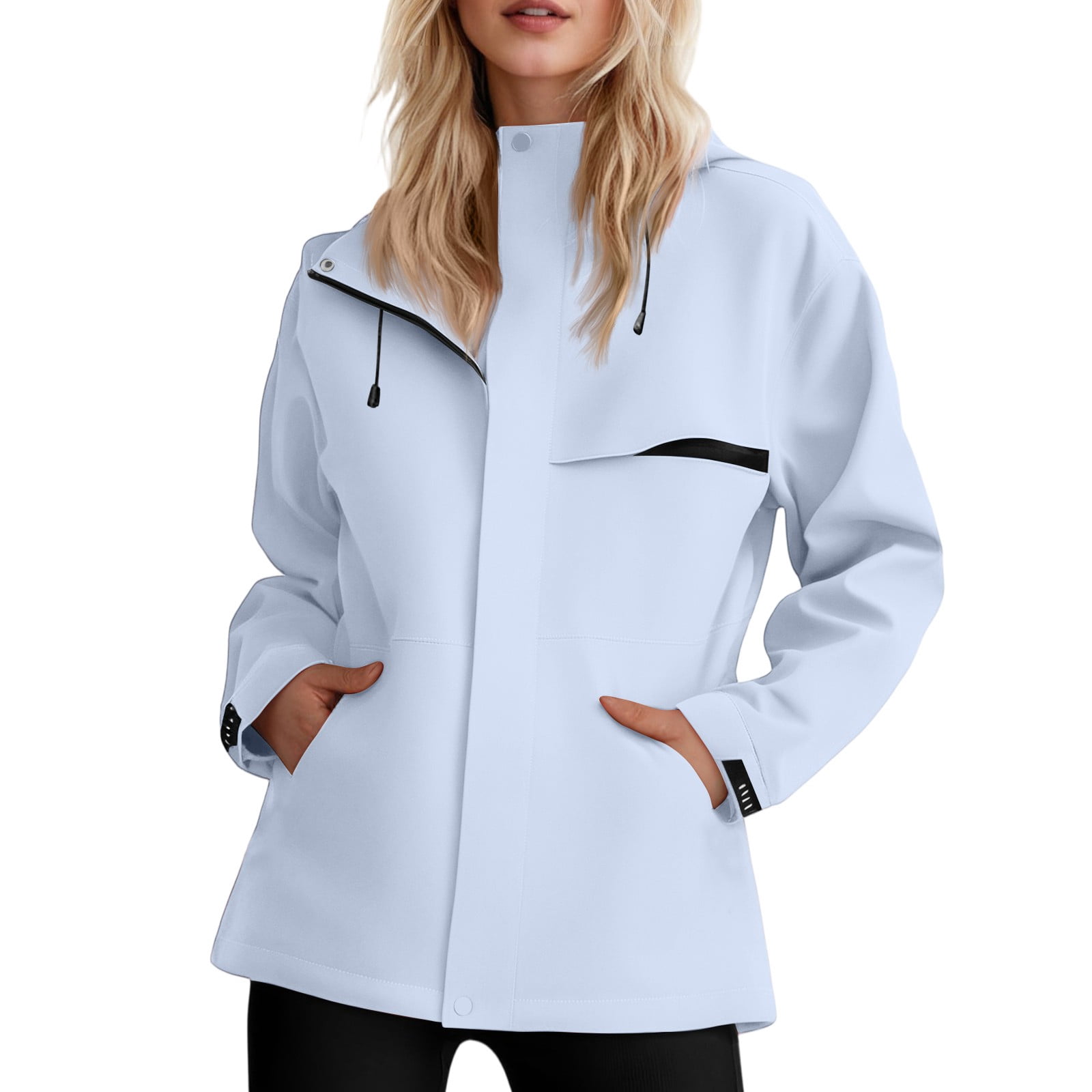 DENGDENG Women's Rain Jacket Loose Fit Waterproof Lightweight Rain ...