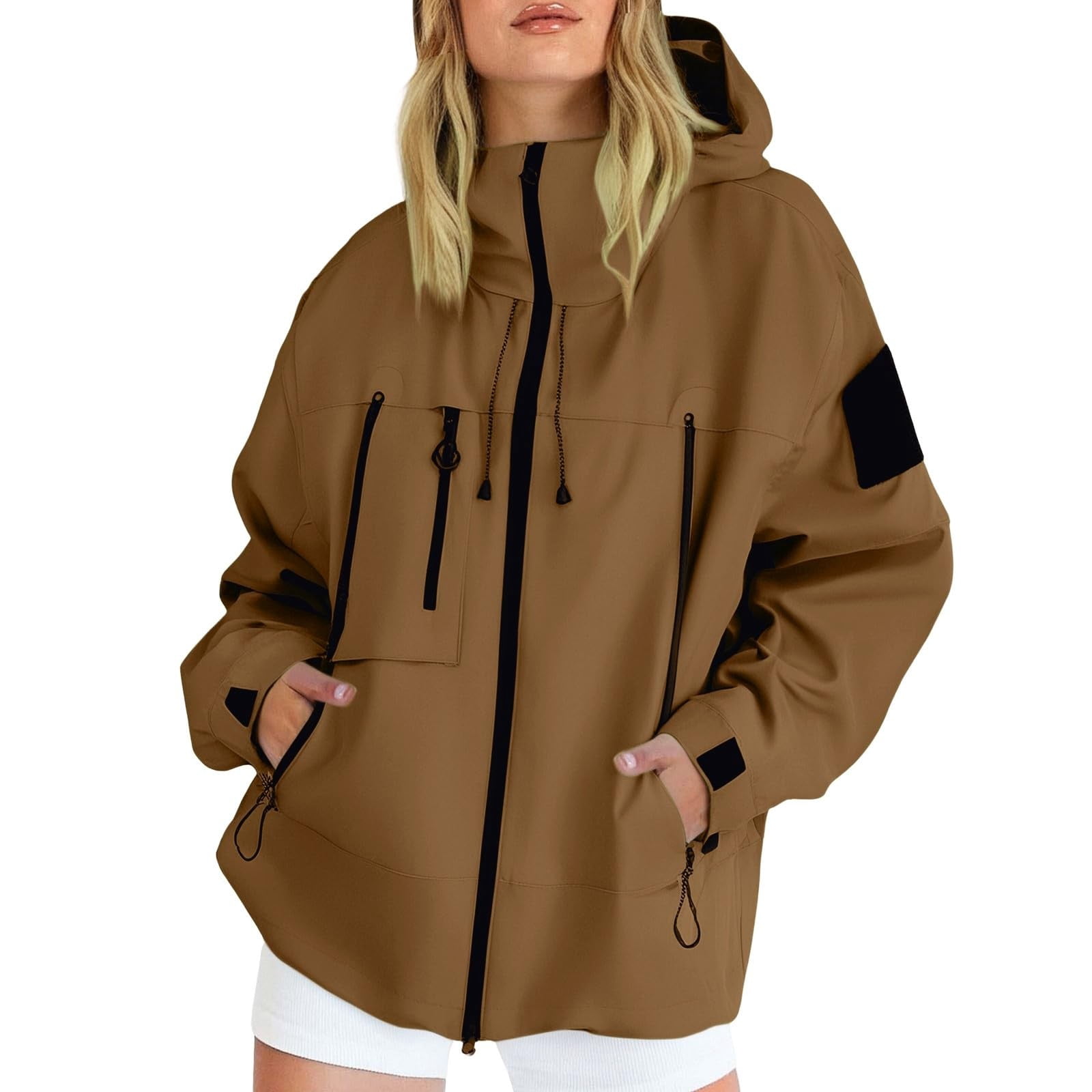 DENGDENG Women's Rain Jackets And Coats Trendy Lightweight Windbreaker ...