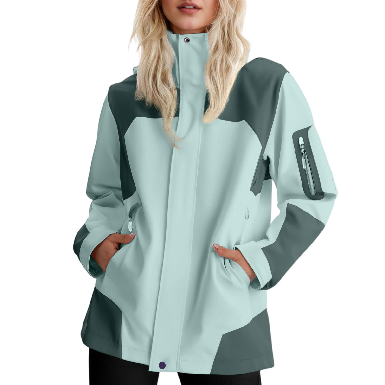 DENGDENG Women's Rain Jackets with Hood Plus Size Loose Fit Waterproof ...