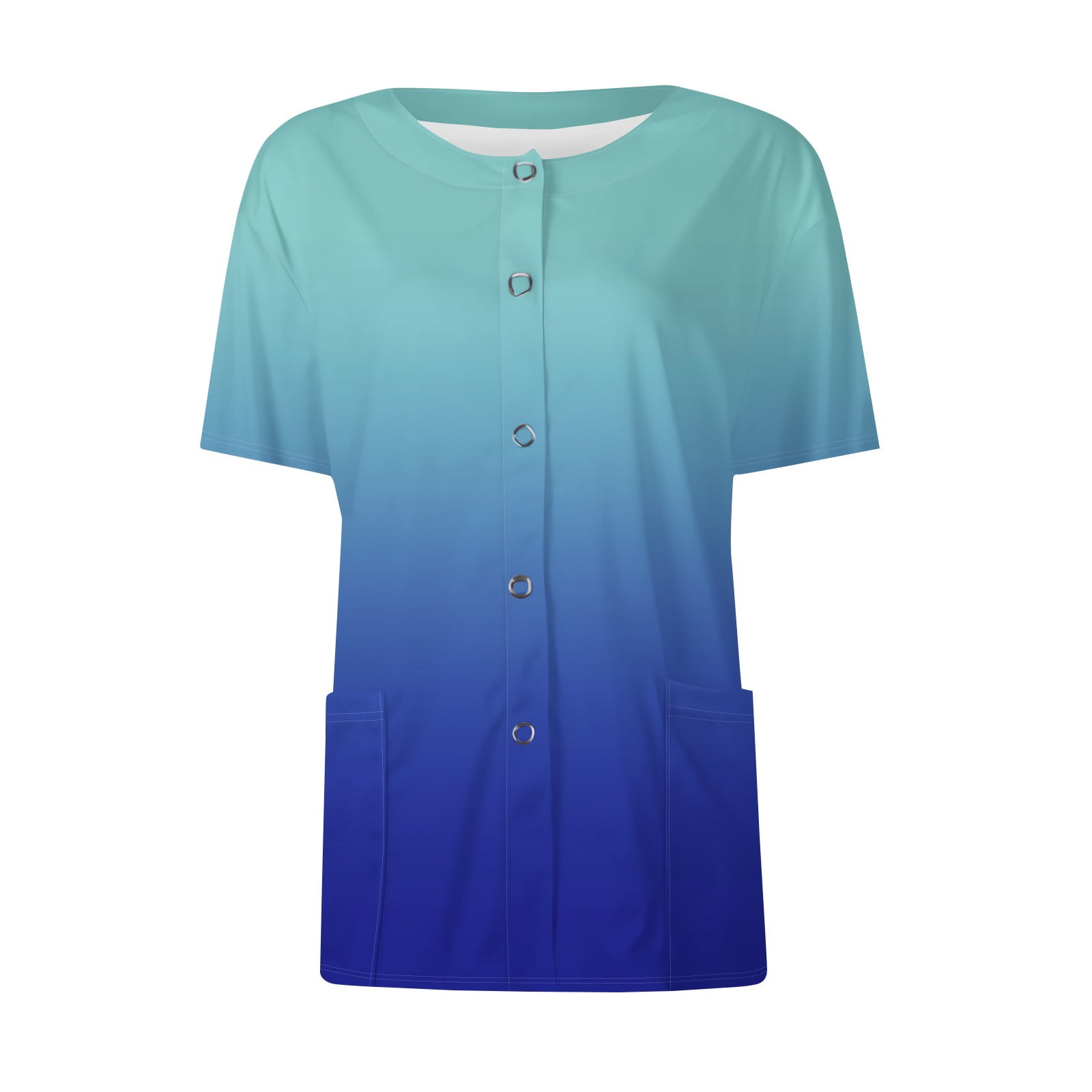 DENGDENG Women's Scrubs Tops Plus Size Crew Neck Gradient Print Scrub ...