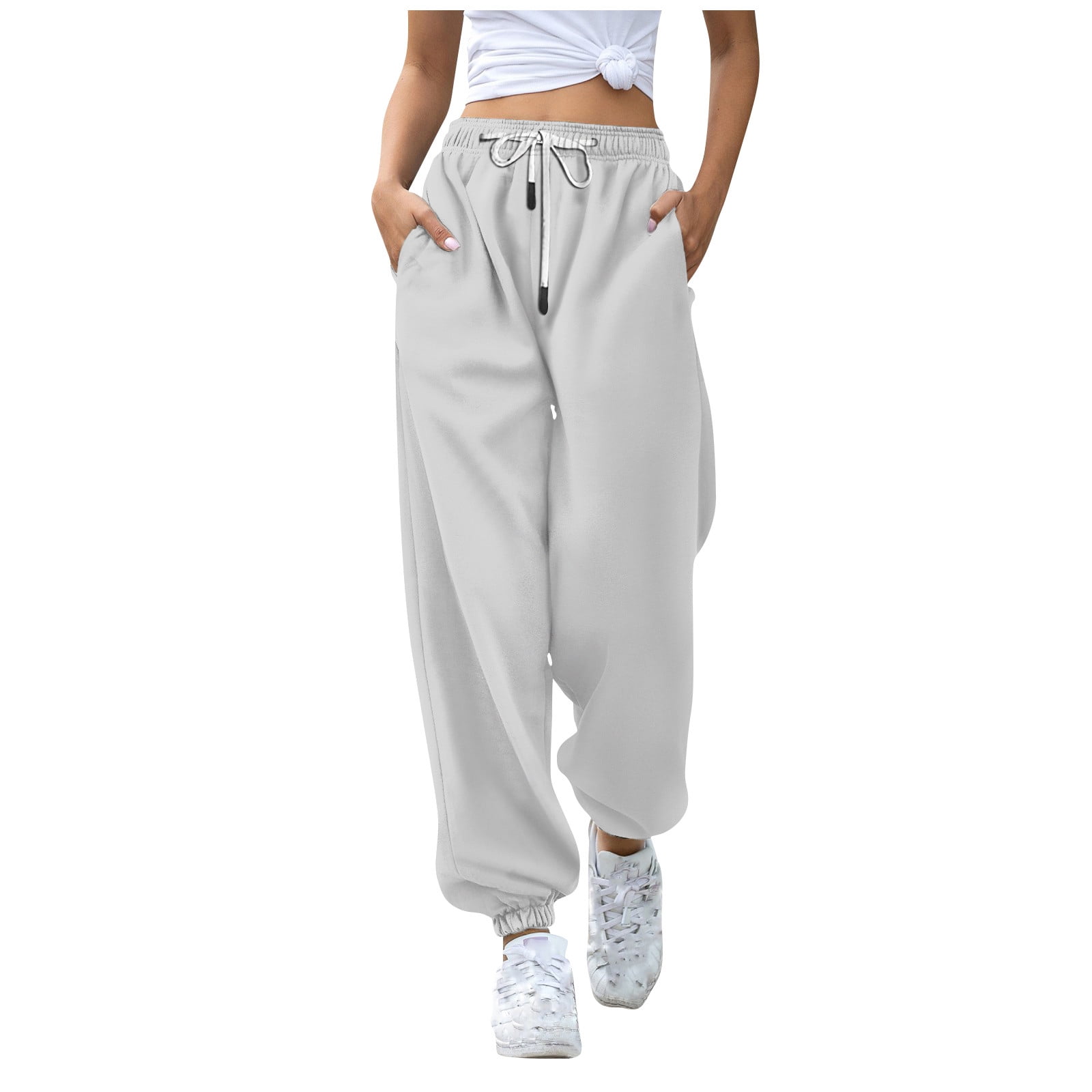 Dengdeng Womens Sweatpants With Pockets Fleece Cinch Bottom Teen Girls