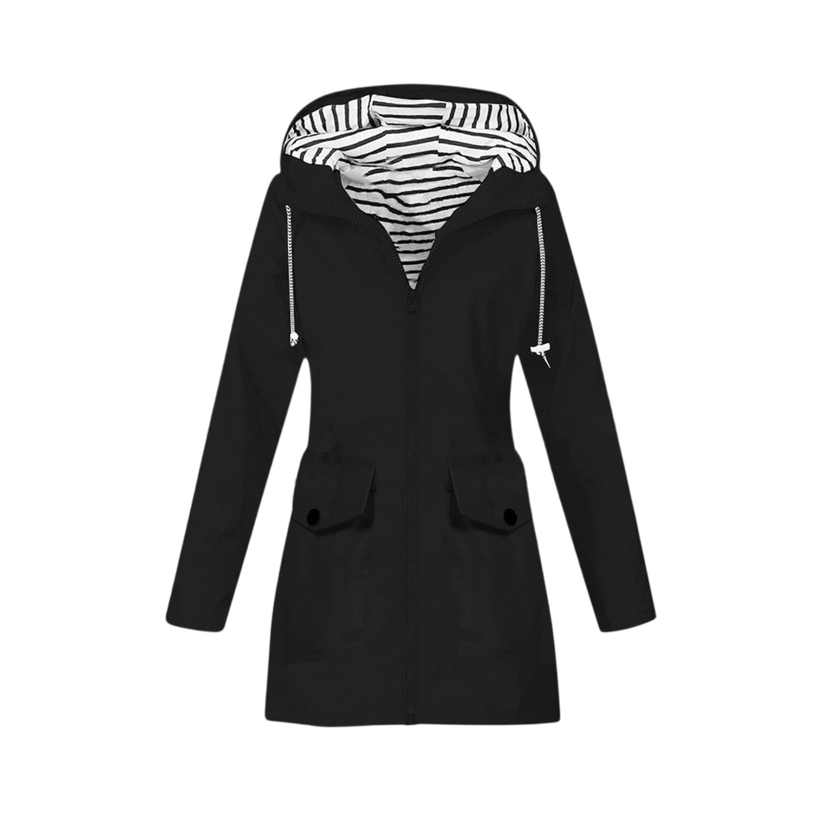 DENGDENG Womens Long Raincoat Waterproof Plus Size Lightweight ...