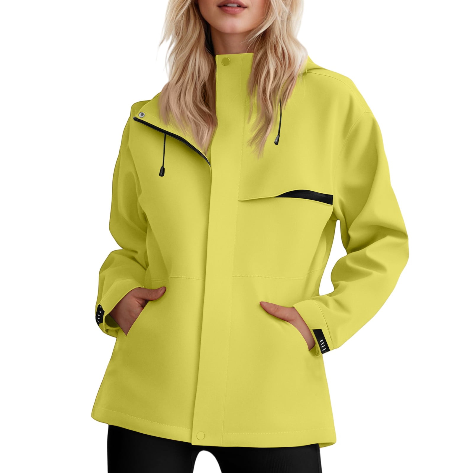 DENGDENG Womens Rain Jacket with Hood Waterproof Fall Winter ...