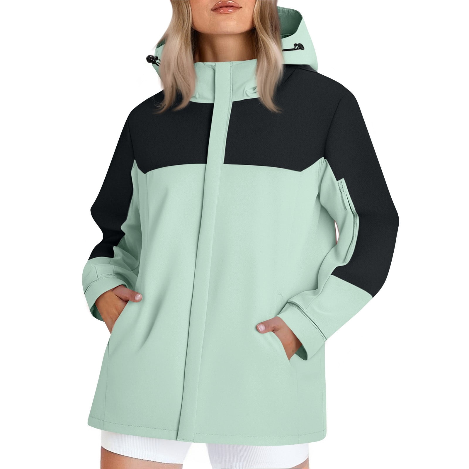 DENGDENG Womens Rain Jacket with Hood Loose Fit Waterproof Lightweight ...