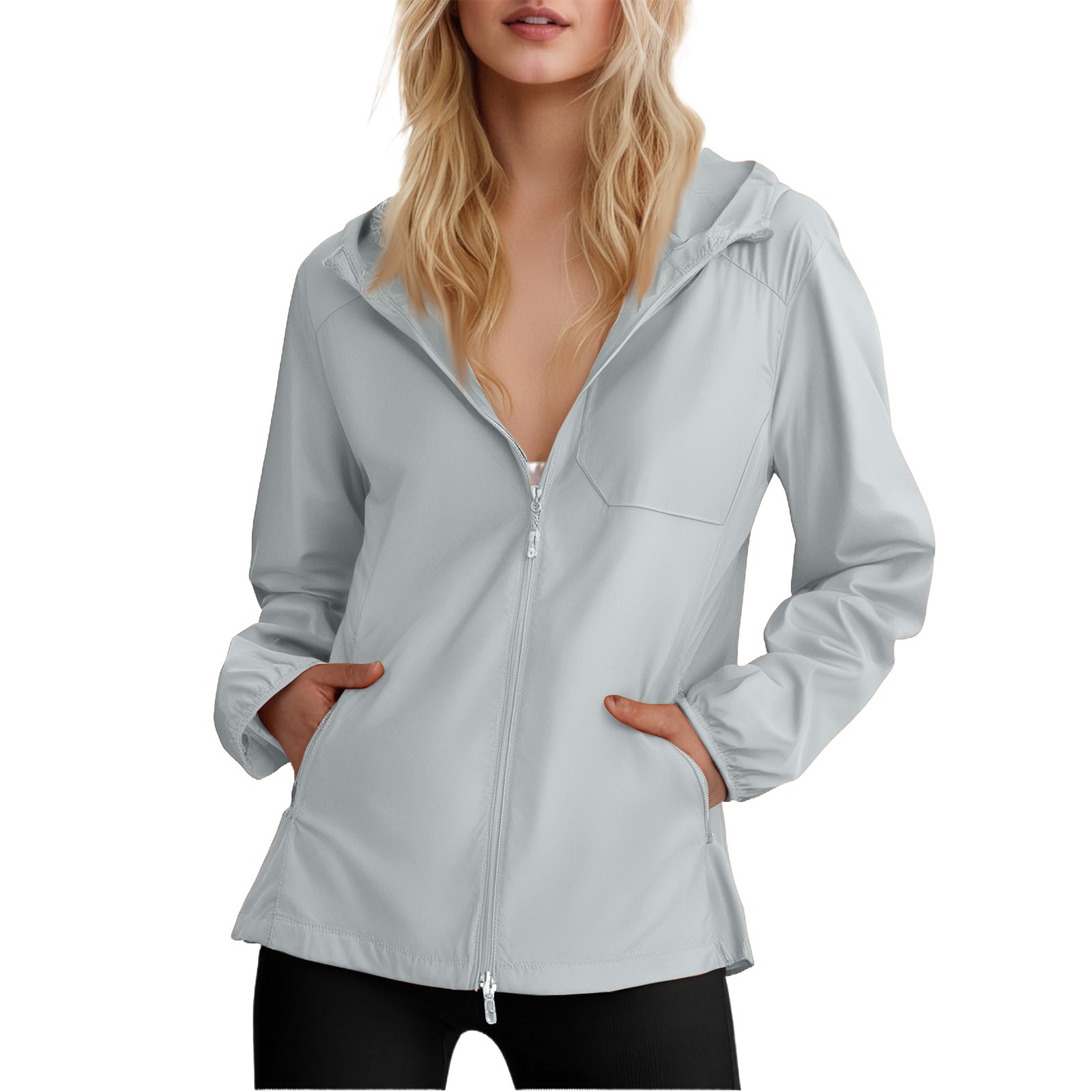 DENGDENG Womens Raincoat with Hood Loose Fit Waterproof Windbreaker ...