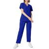 DENGDENG Womens Royal Blue Scrubs Set Summer Short Sleeve V-Neck ...