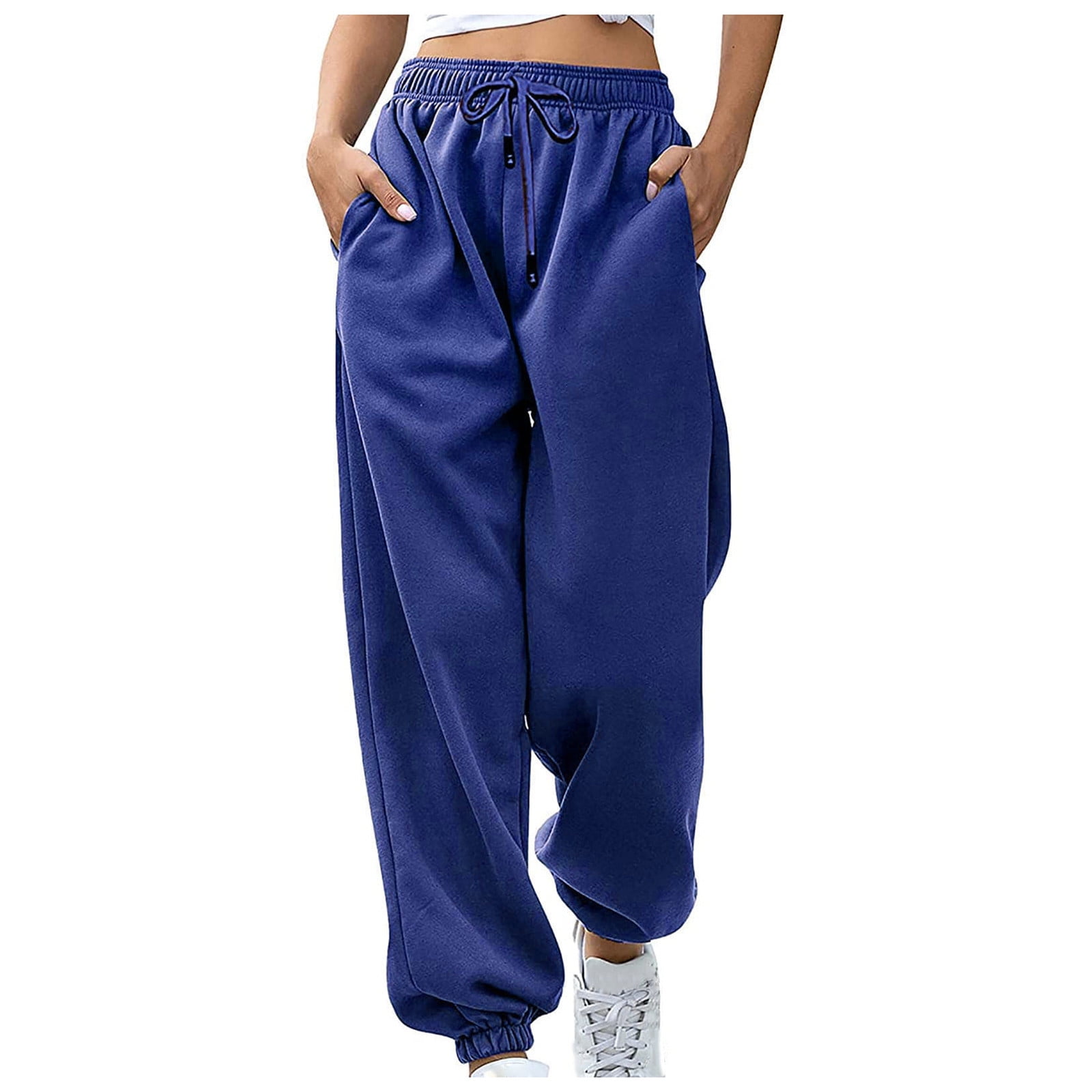 Dengdeng Womens Sweatpants With Pockets High Waisted Drawstring Fleece