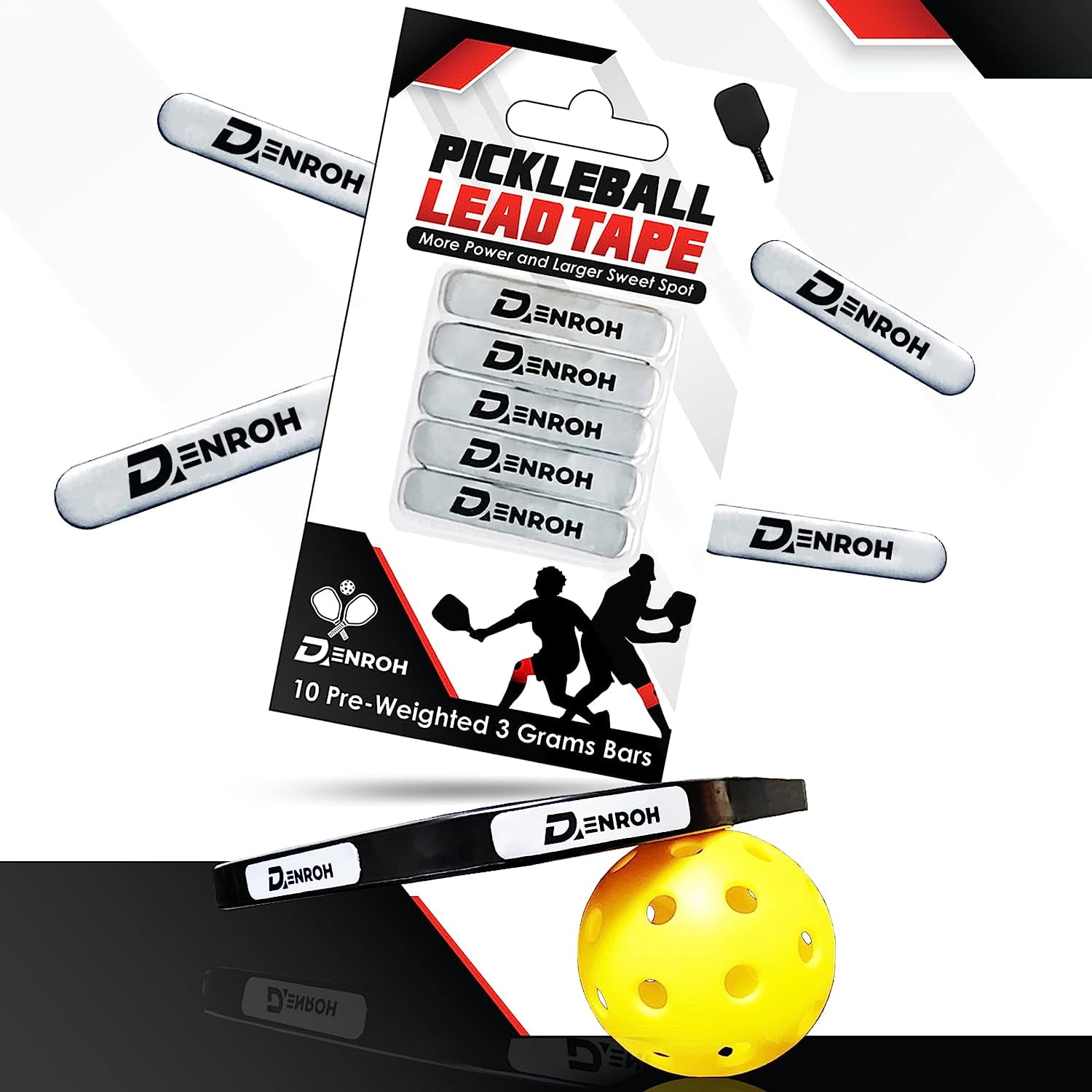 DENROH Pickleball Lead Tape - Pre-Weighted 3g Bars for Perfect Paddle ...