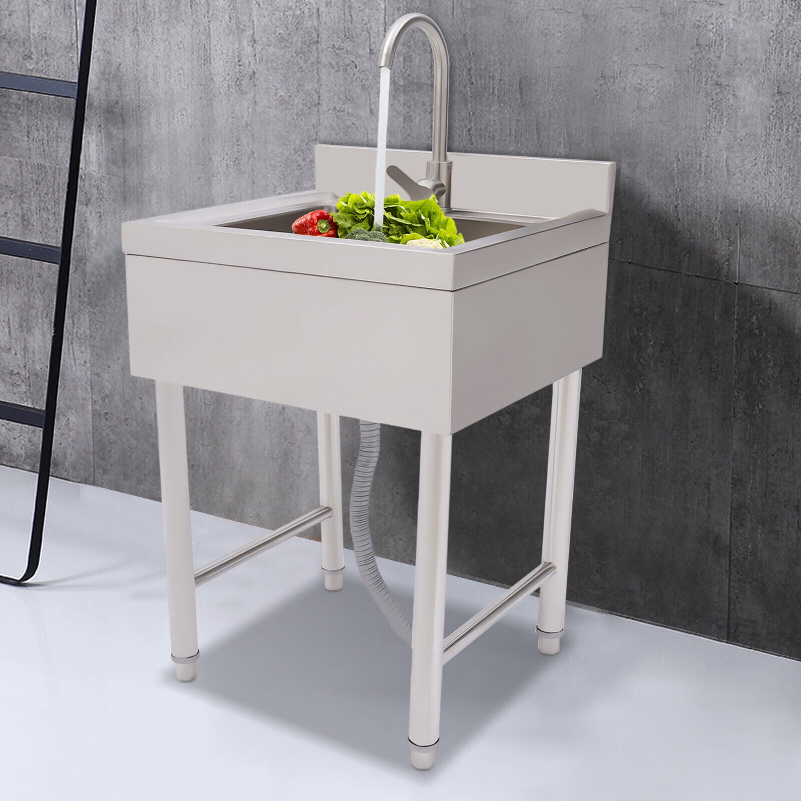 DENSET White Stainless Steel 55cm x 50cm x 80cm Commercial Utility Sink ...