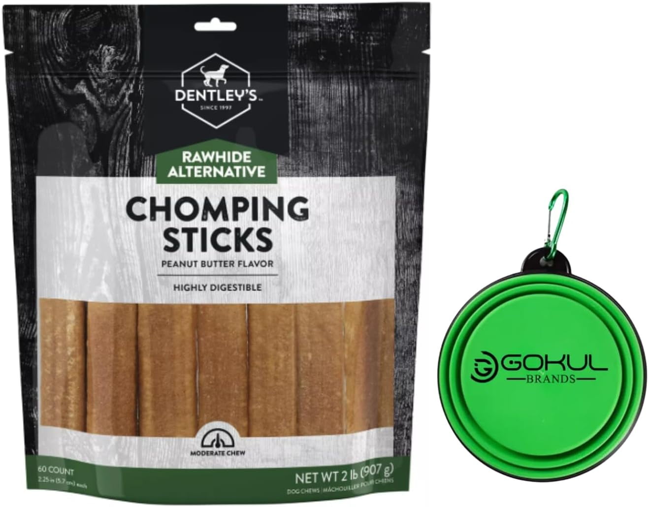 DENTLEY'S Rawhide Alternative Peanut Butter Chomping Sticks (Chews ...