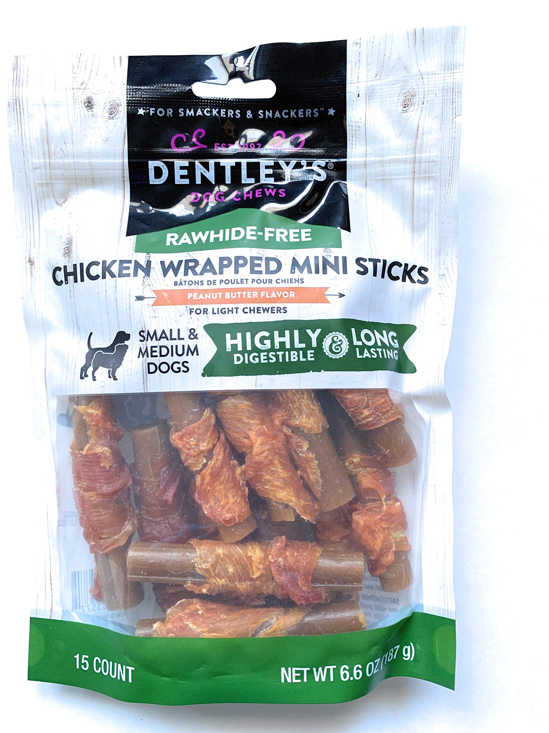 DENTLEY'S Rawhide Free Chicken SAF21 Wrapped Mini Sticks - Peanut ...