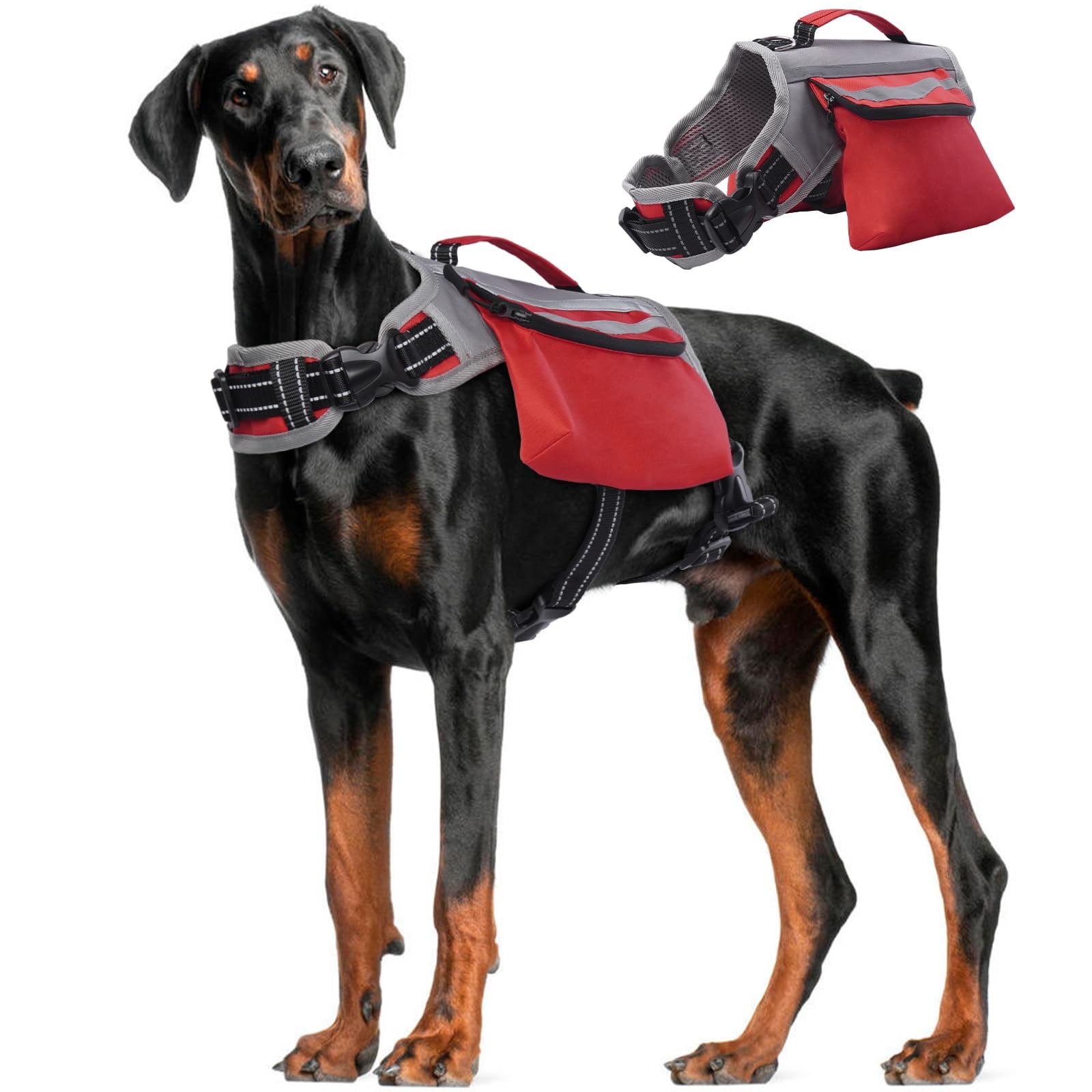 DENTRUN Dog Hiking Backpack, Hound Dog Saddlebag Backpack, Nylon Dog ...